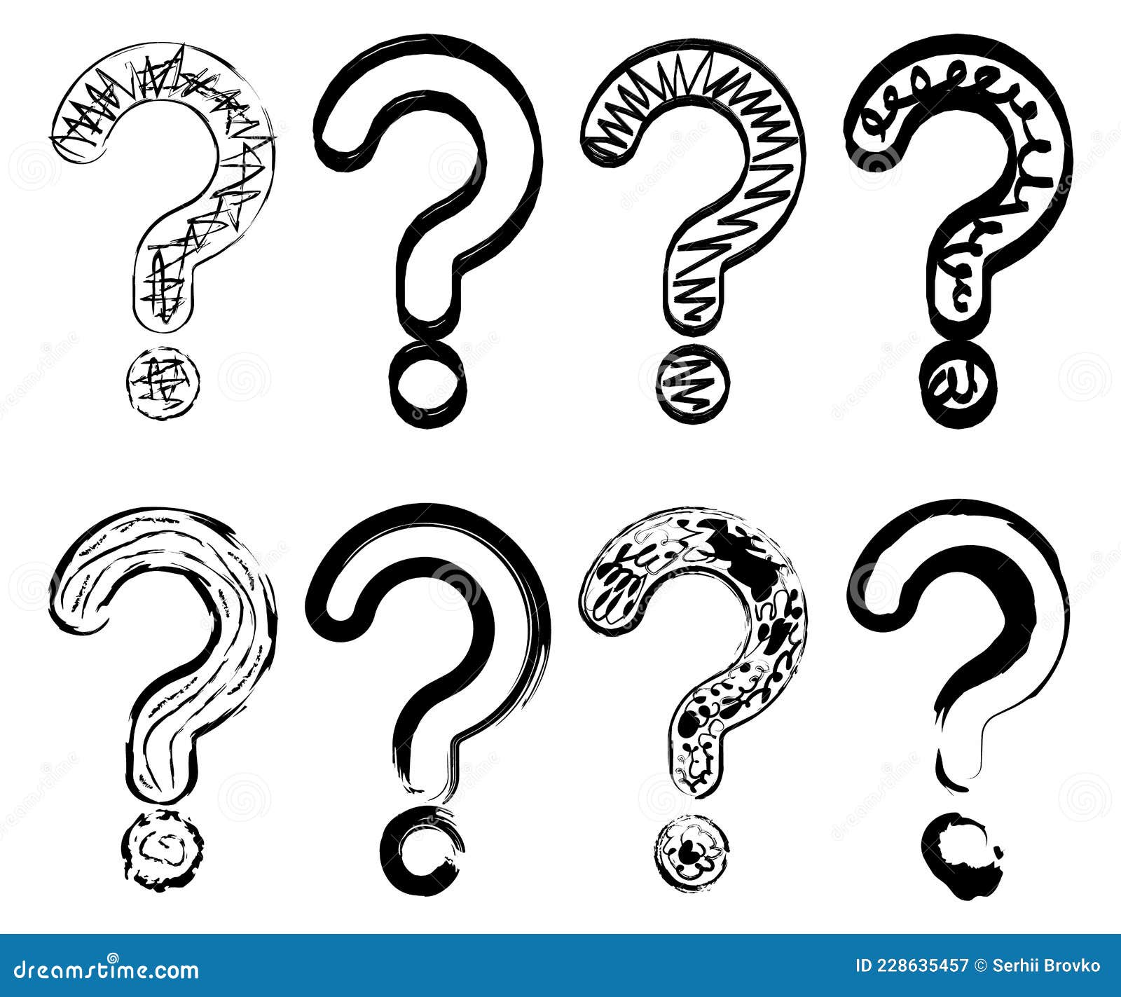 Hand Drawn Doodle Questions Marks Set. Vector Illustration Stock Vector ...