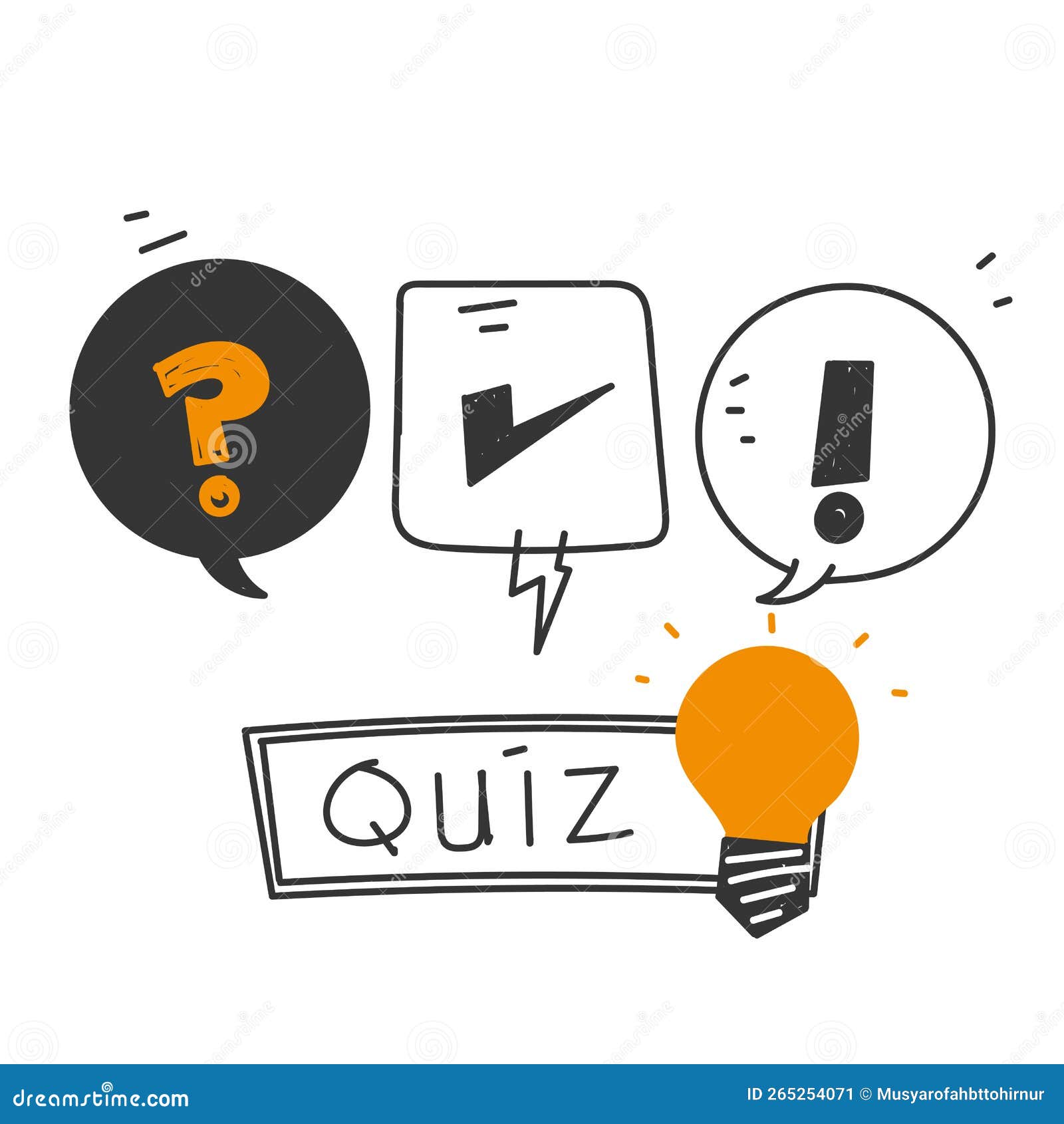 Hand Drawn Doodle Quiz Logo in Comic Style Illustration Stock Vector ...