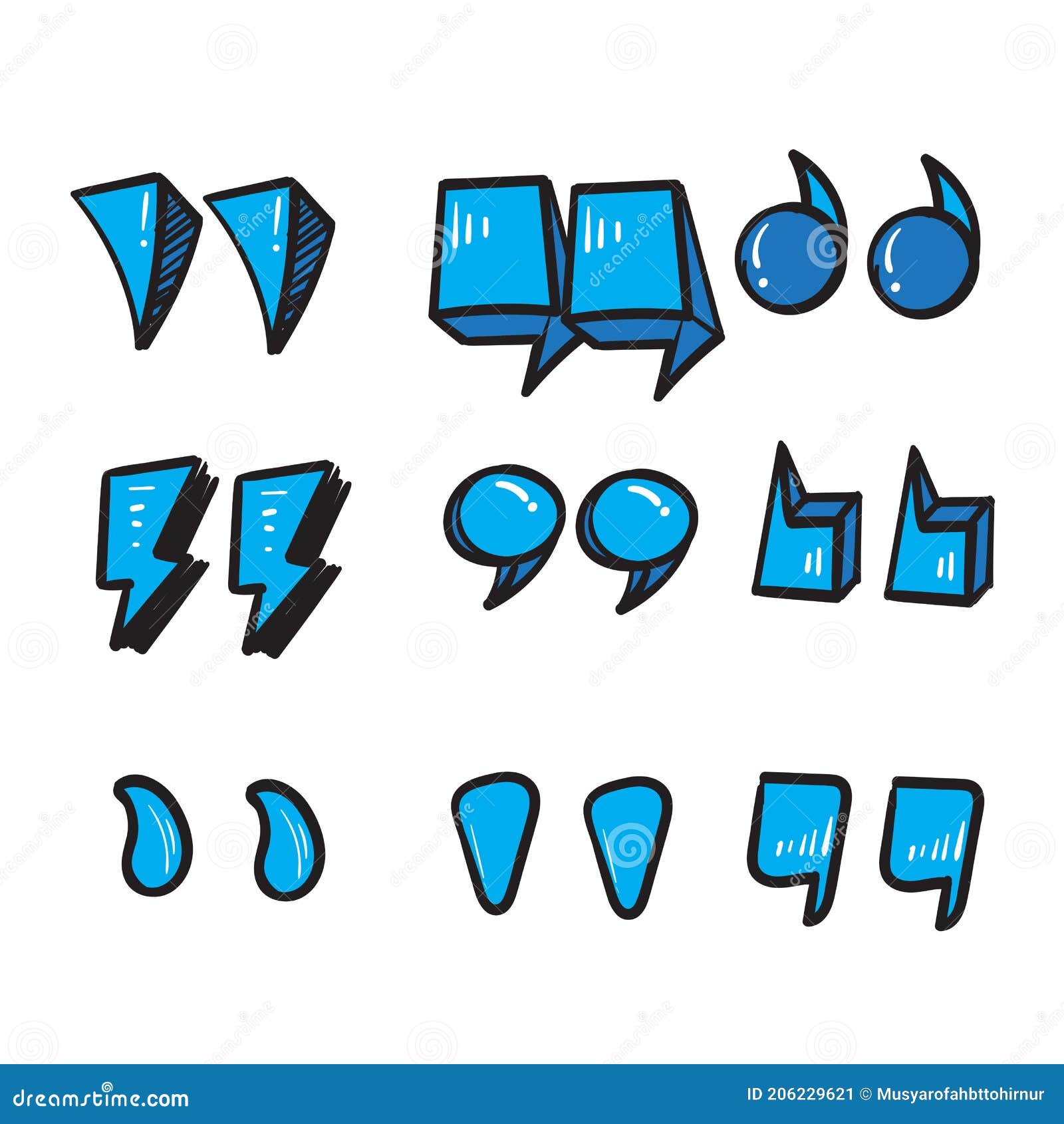 Hand Drawn Doodle Quotation Mark Icon Illustration Vector Isolated ...