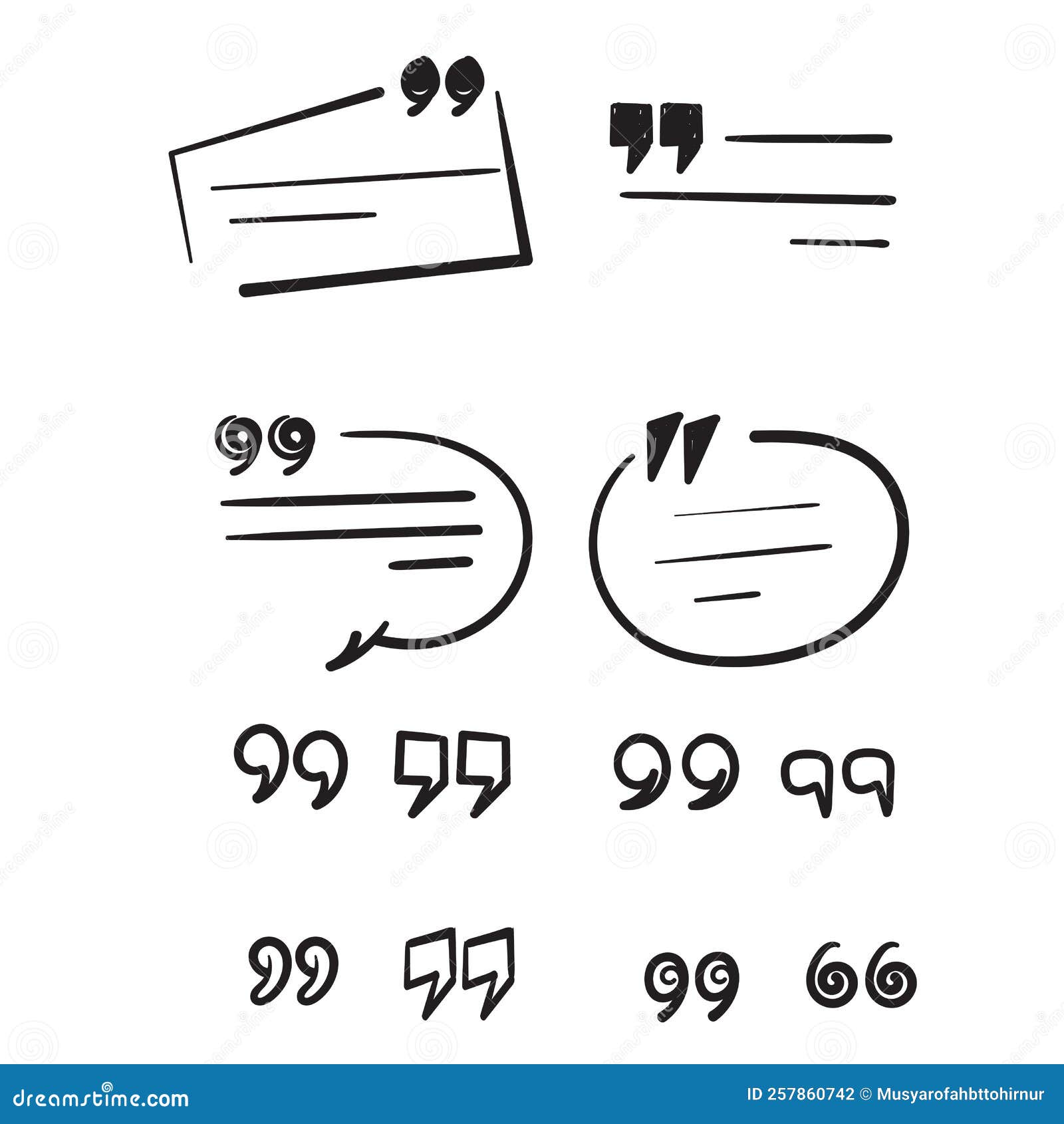 Hand Drawn Doodle Quotation Mark Illustration Vector Stock Vector ...