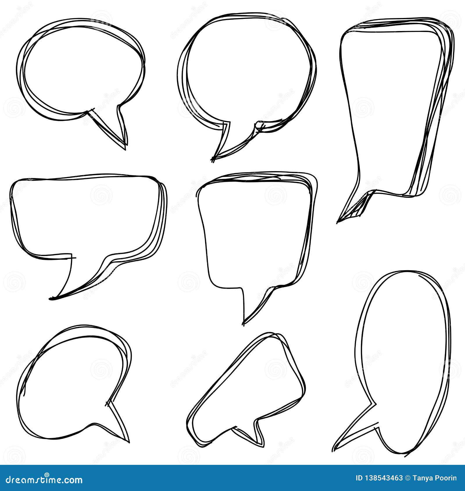 Hand Drawn Doodle Quotes Boxes Isolated on White. Stock Vector ...