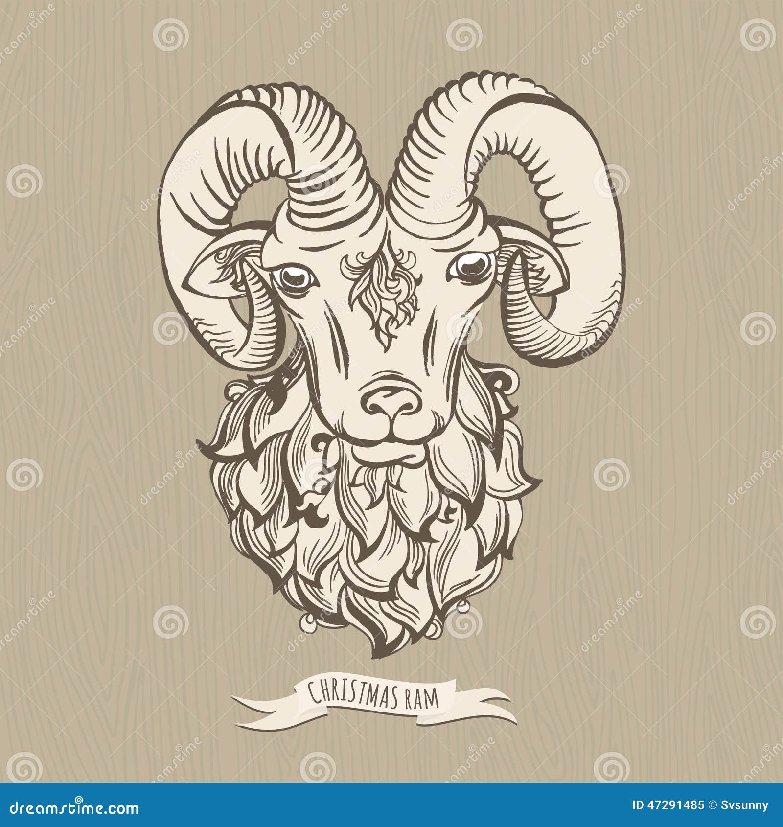 Hand drawn doodle ram stock vector. Illustration of merry - 47291485
