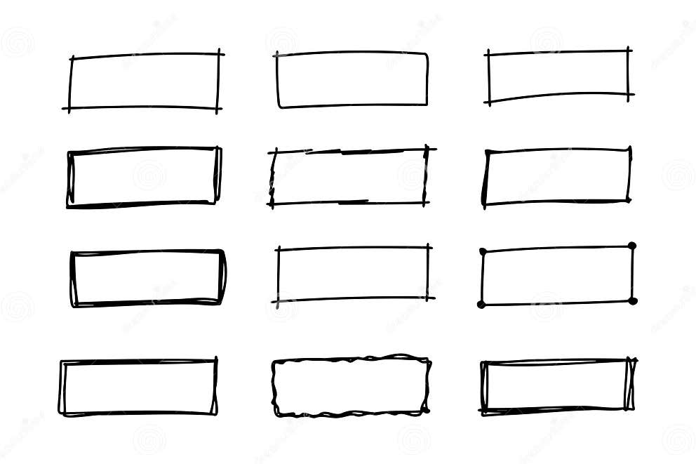 Hand Drawn Doodle Vector Rectangle Frames. Grungy Scribble Rectangle ...