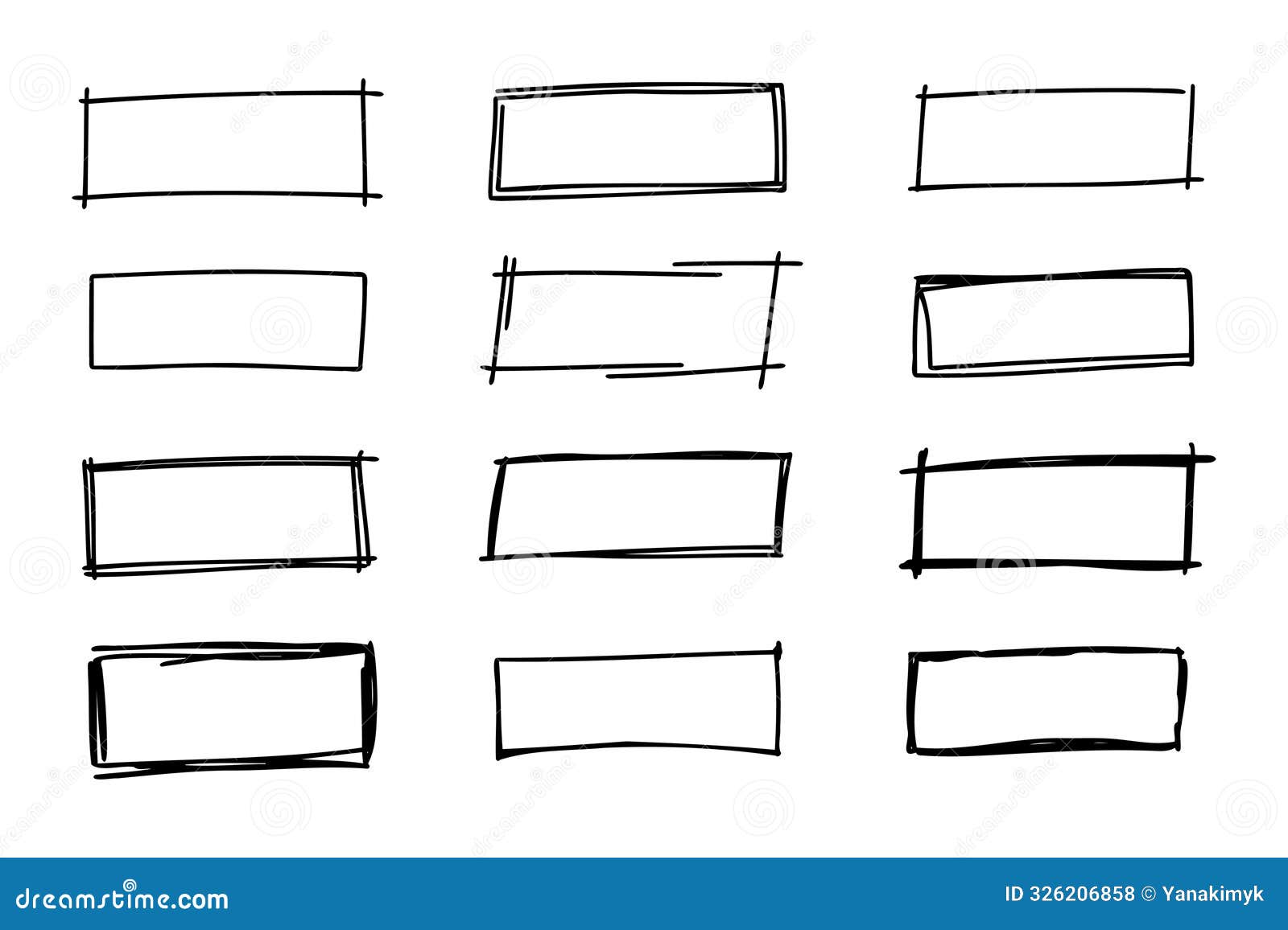 Hand Drawn Doodle Vector Rectangle Frames. Grungy Scribble Rectangle ...