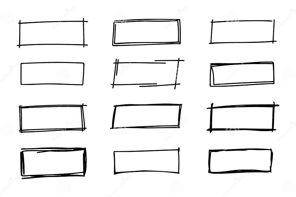 Hand Drawn Doodle Vector Rectangle Frames. Grungy Scribble Rectangle ...