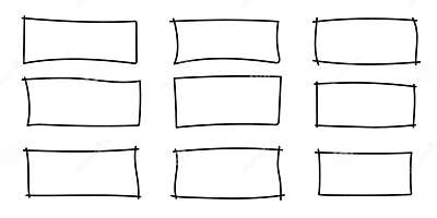 Hand Drawn Doodle Rectangle Frames, Text Box and Frames. Stock Vector ...