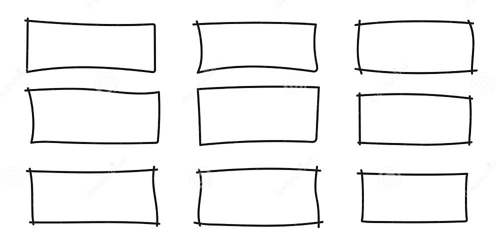 Hand Drawn Doodle Rectangle Frames, Text Box and Frames. Stock Vector ...