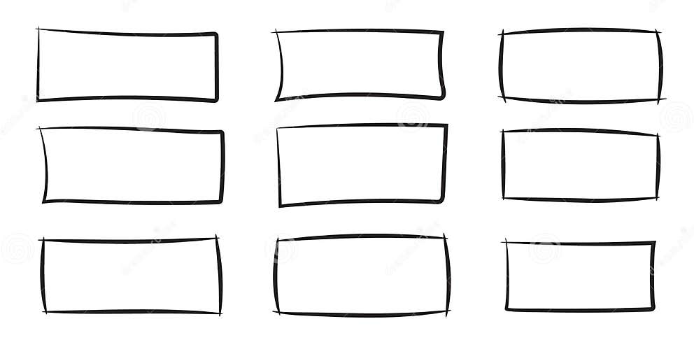 Hand Drawn Doodle Rectangle Frames, Text Box and Frames. Stock ...