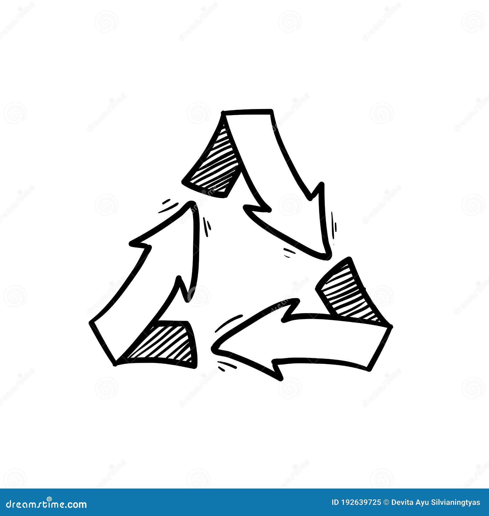 Hand Drawn Doodle Recycle Arrow Collection Icon Symbol Vector Stock ...