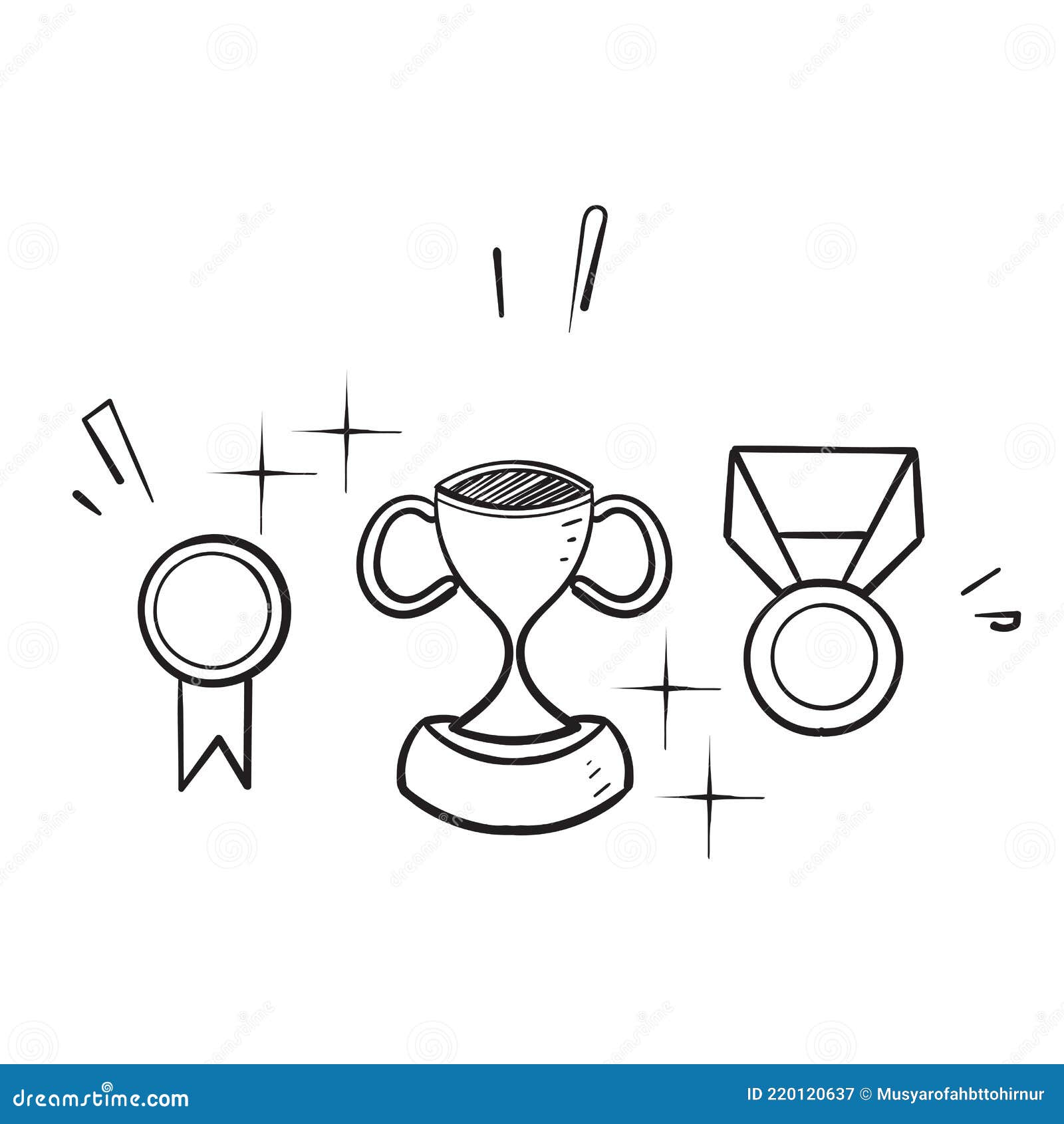 Hand Drawn Doodle Reward Program, Winner Cup, Game Trophy Medal ...