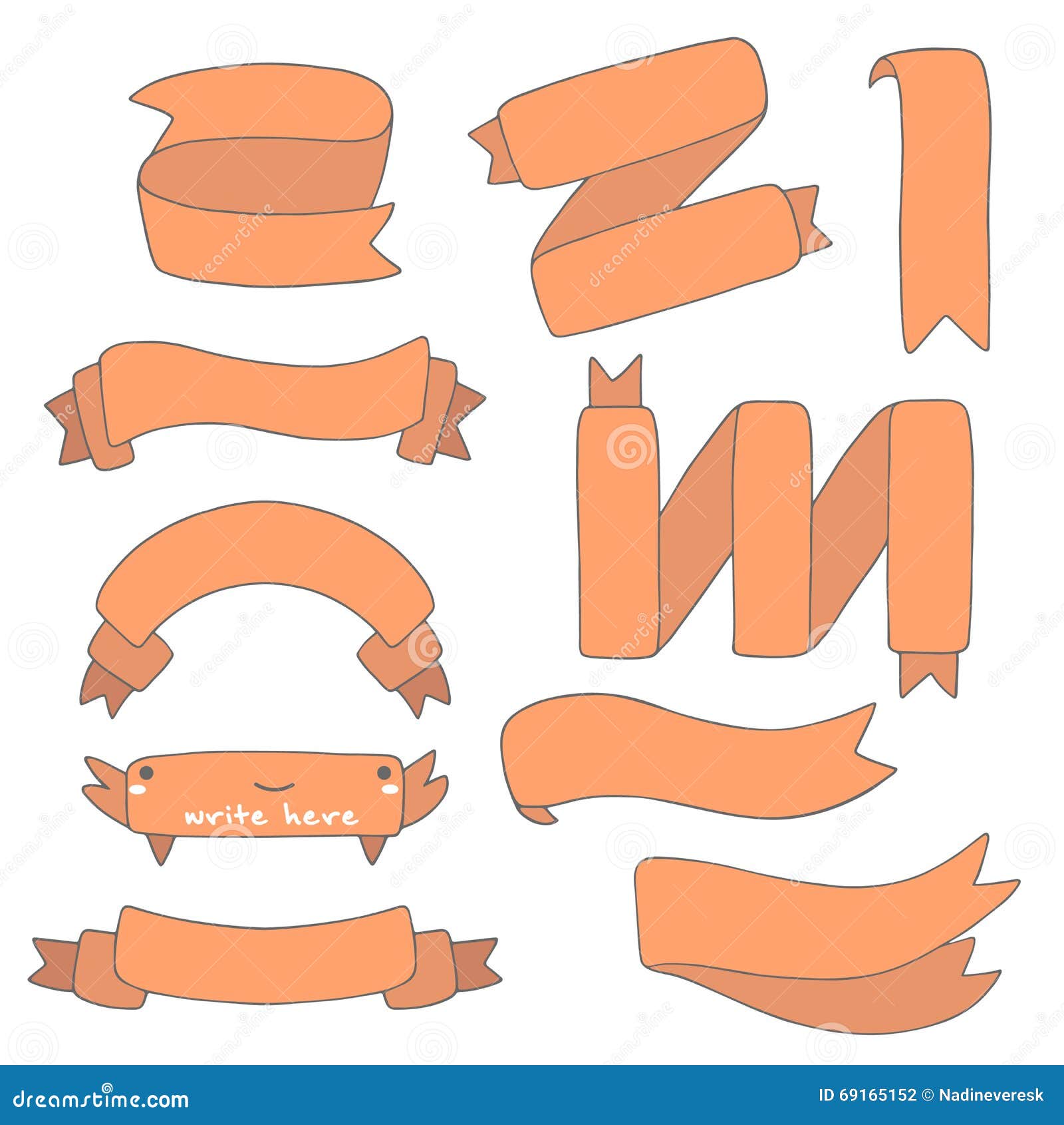 Hand Drawn Doodle Ribbons Collection Stock Vector - Illustration of ...