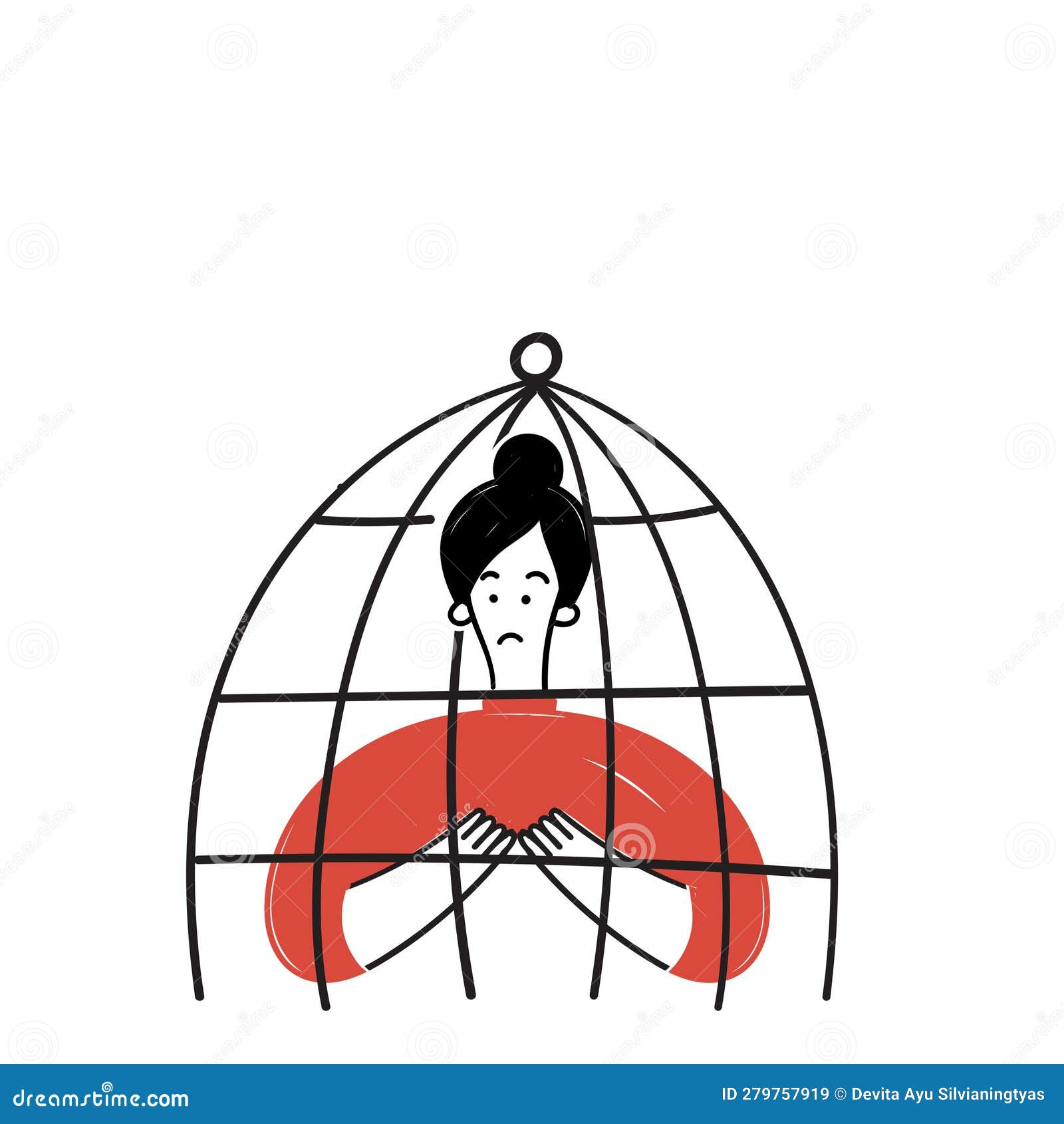 Hand Drawn Doodle Sad Human in the Cage Icon Illustration Stock Vector ...