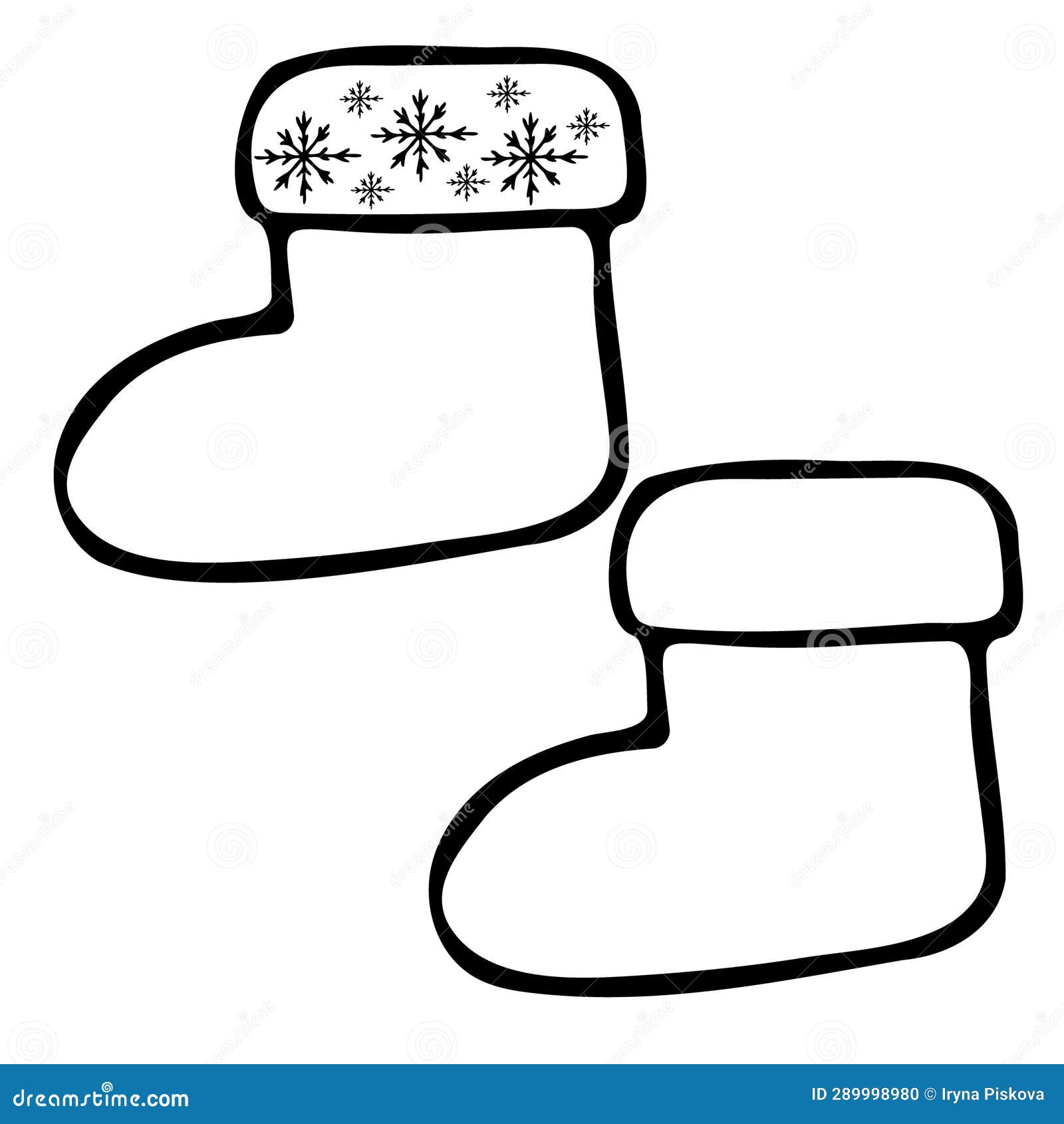 Hand Drawn Doodle Santa S Boots, Winter Coloring Page Stock Vector ...
