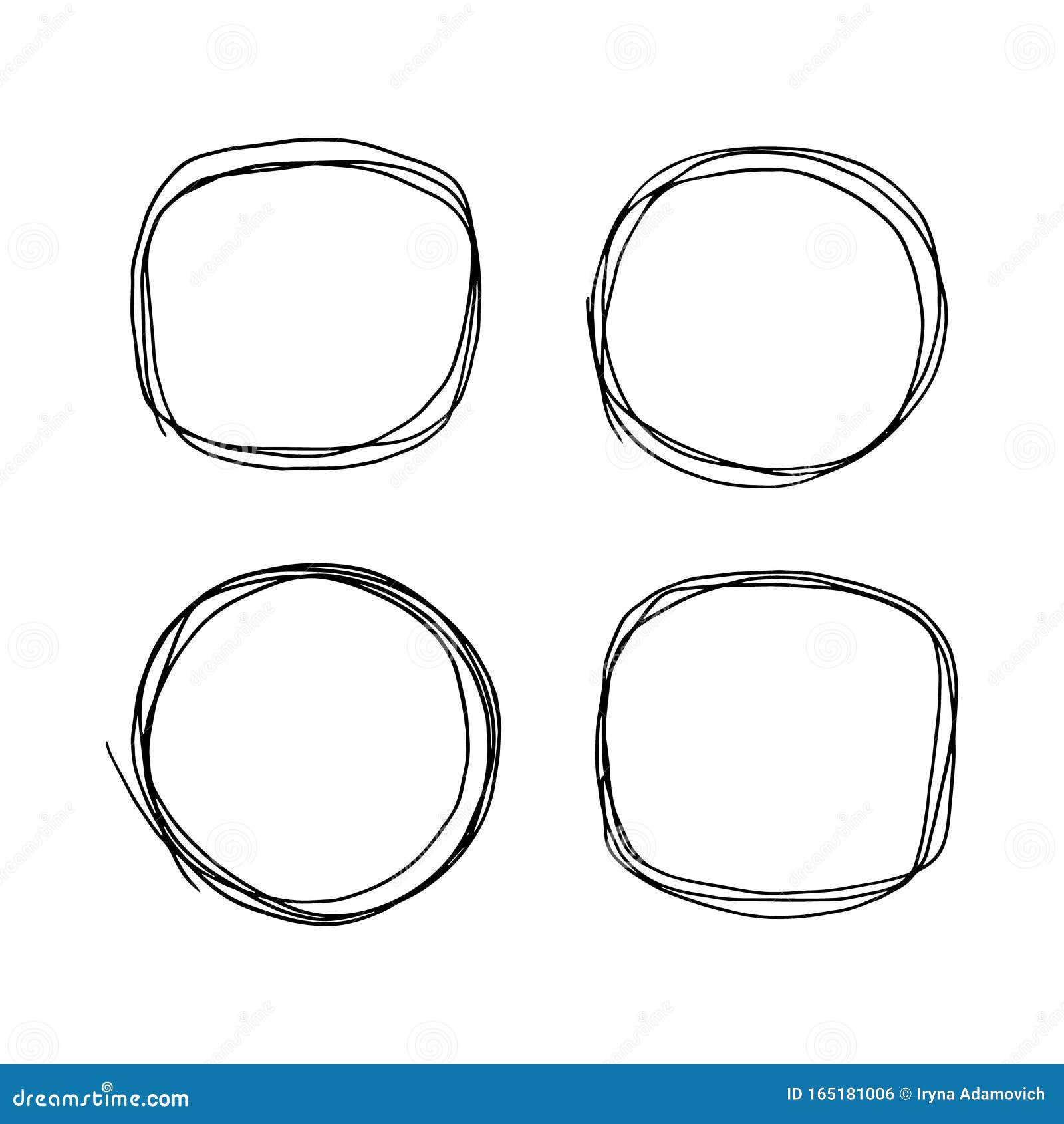 Hand Drawn Doodle Scetch. Circle Vector Round Scribble Line Set ... Hand Drawn Doodle Scetch. Circle Vector Round Scribble Line Set ...