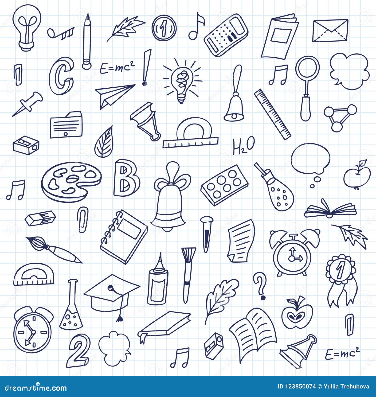 Hand Drawn Doodle School Objects. Concept of Education Stock Vector ...