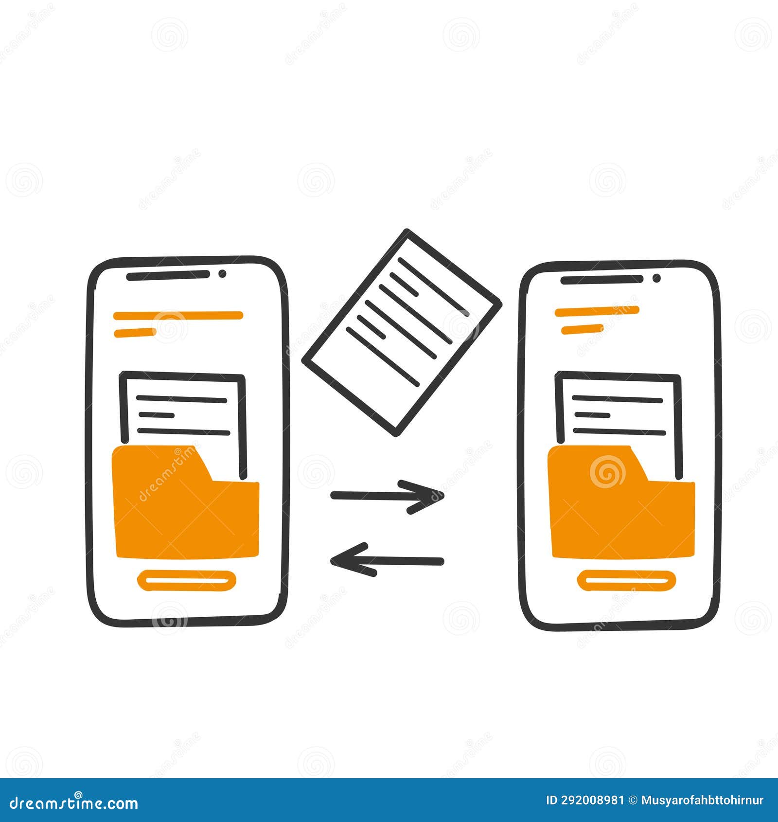 Hand Drawn Doodle Send Folder Files between Devices Icon Stock Vector ...