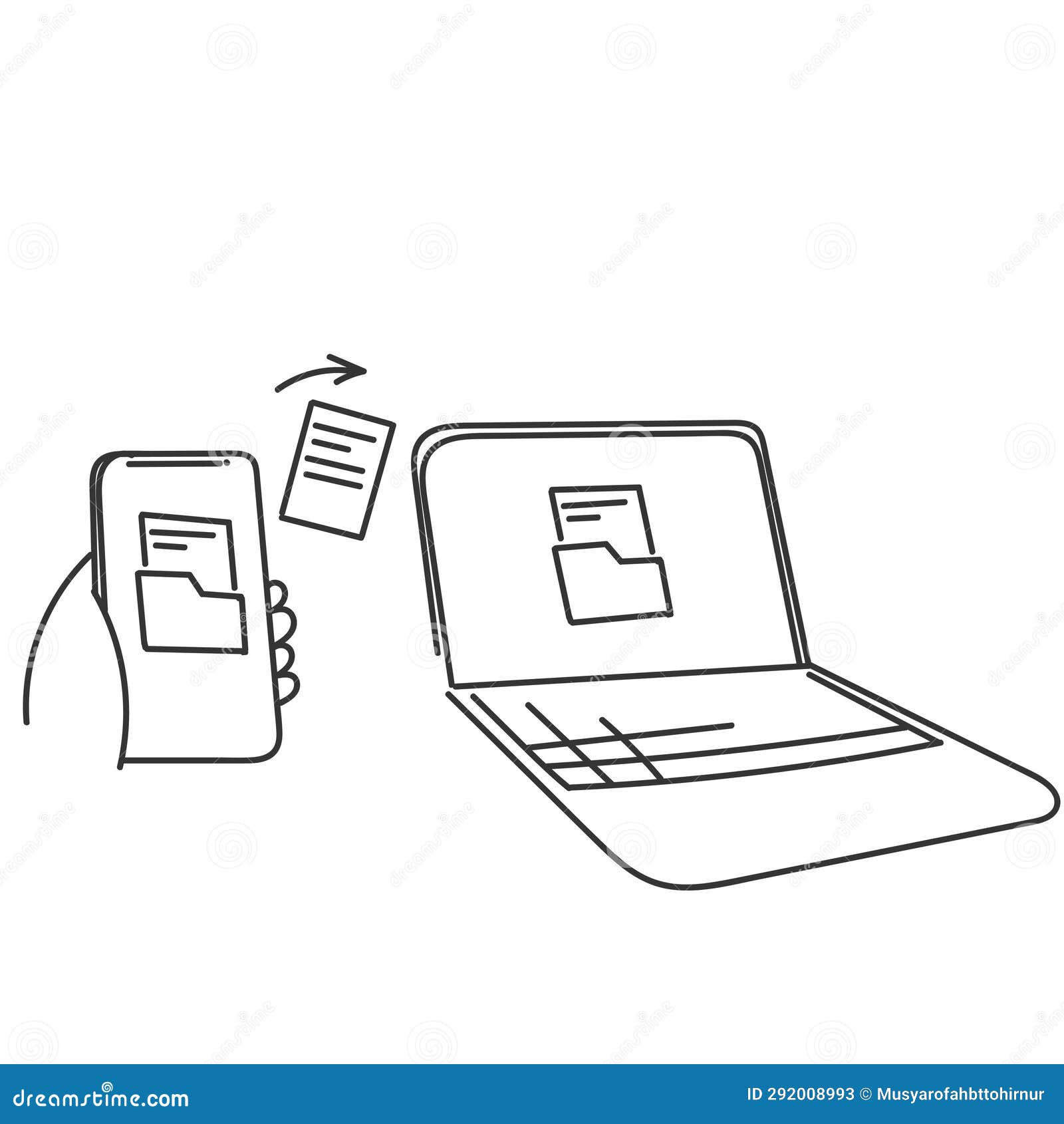Hand Drawn Doodle Send Folder Files between Devices Icon Stock ...