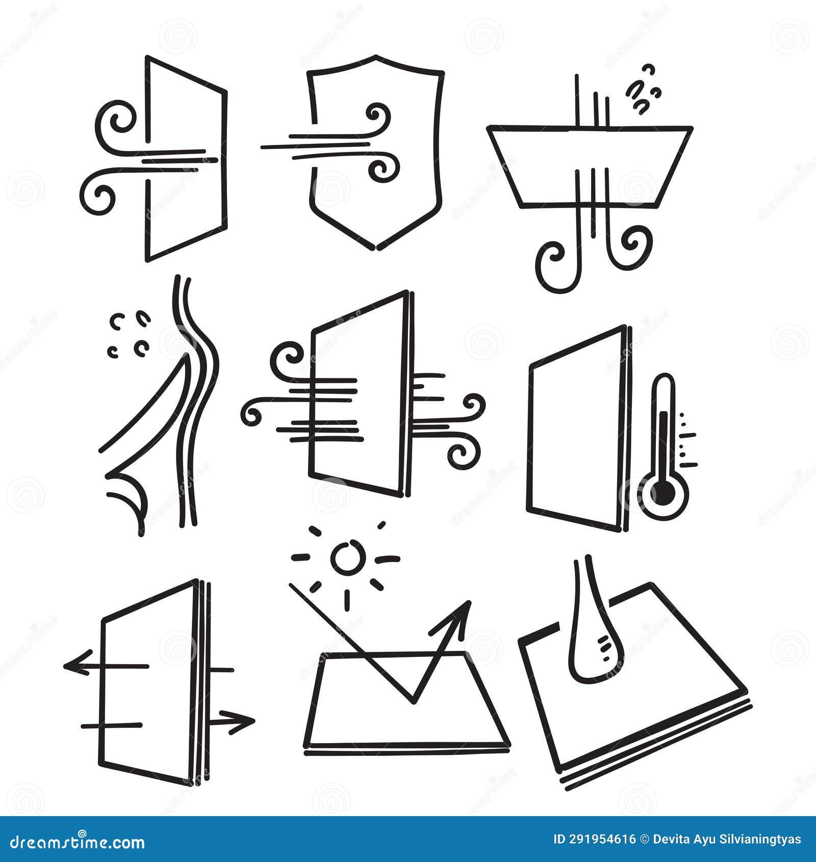 Hand Drawn Doodle Set of Fabric Properties Related Illustration Stock ...