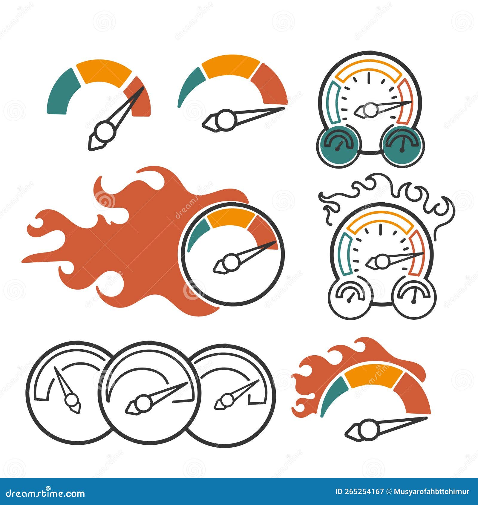 Hand Drawn Doodle Set of Speedometer Related Illustration Vector Stock ...