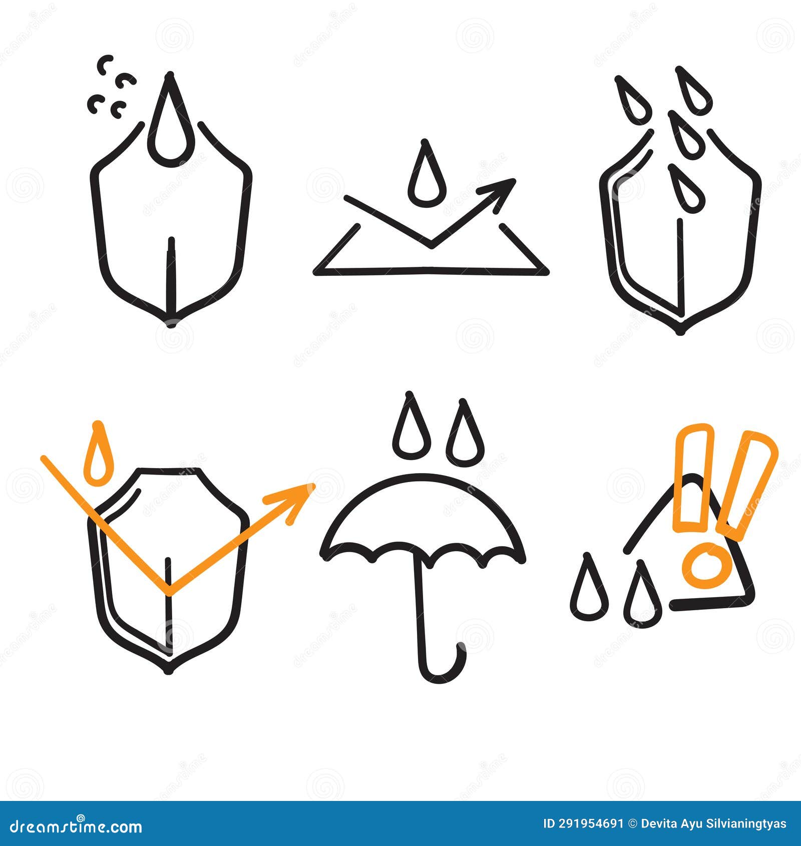 Hand Drawn Doodle Set of Waterproof Related Illustration Stock ...