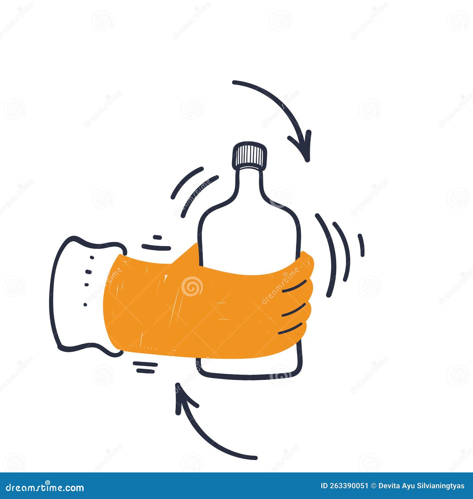 Hand Drawn Doodle Hand Shake the Bottle Illustration Vector Stock ...