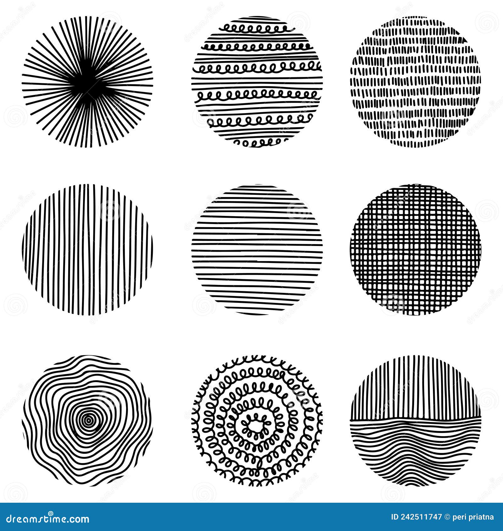 Hand Drawn Doodle Shapes. Round Abstract Black Backgrounds or Patterns ...