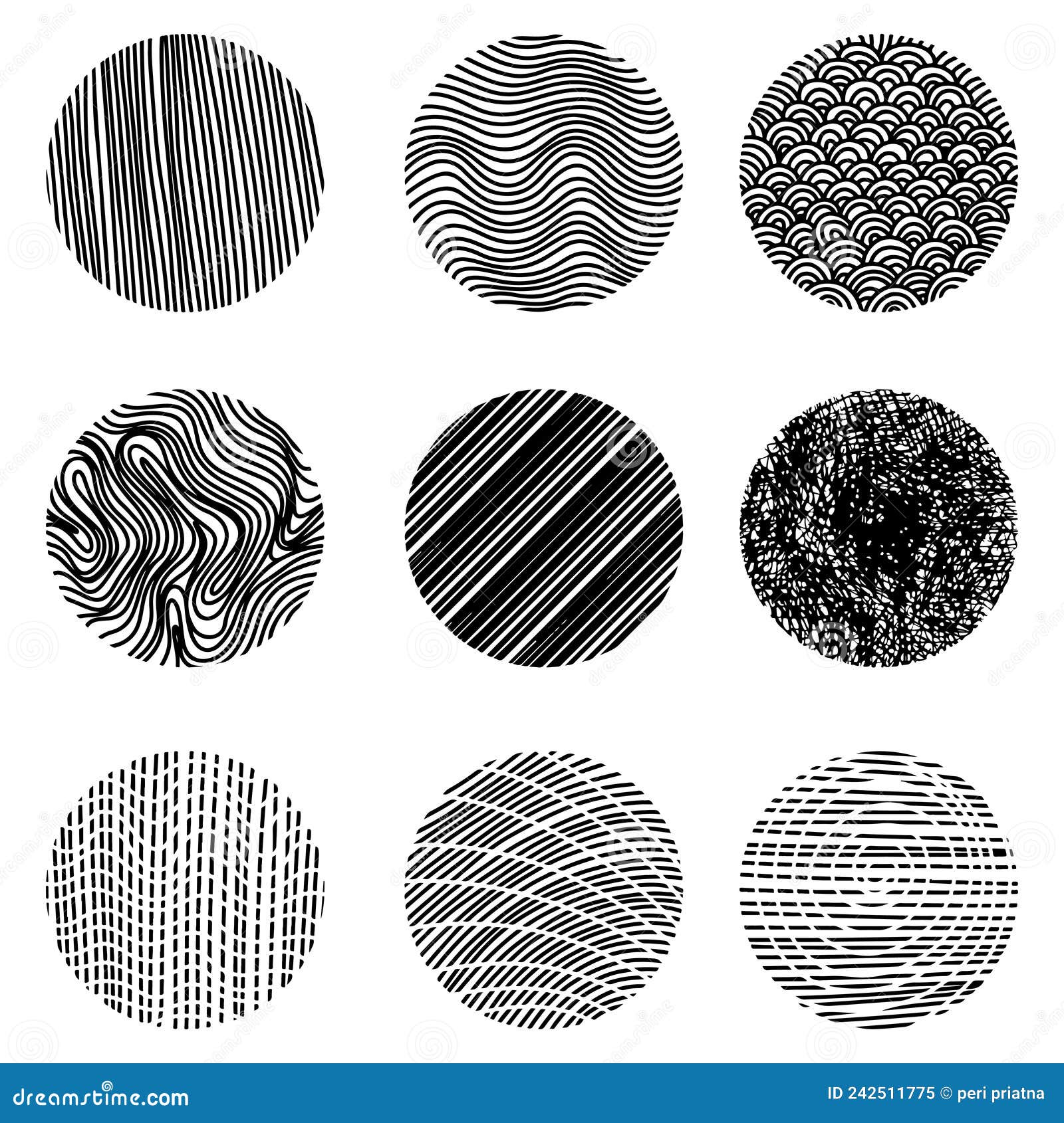 Hand Drawn Doodle Shapes. Round Abstract Black Backgrounds or Patterns ...