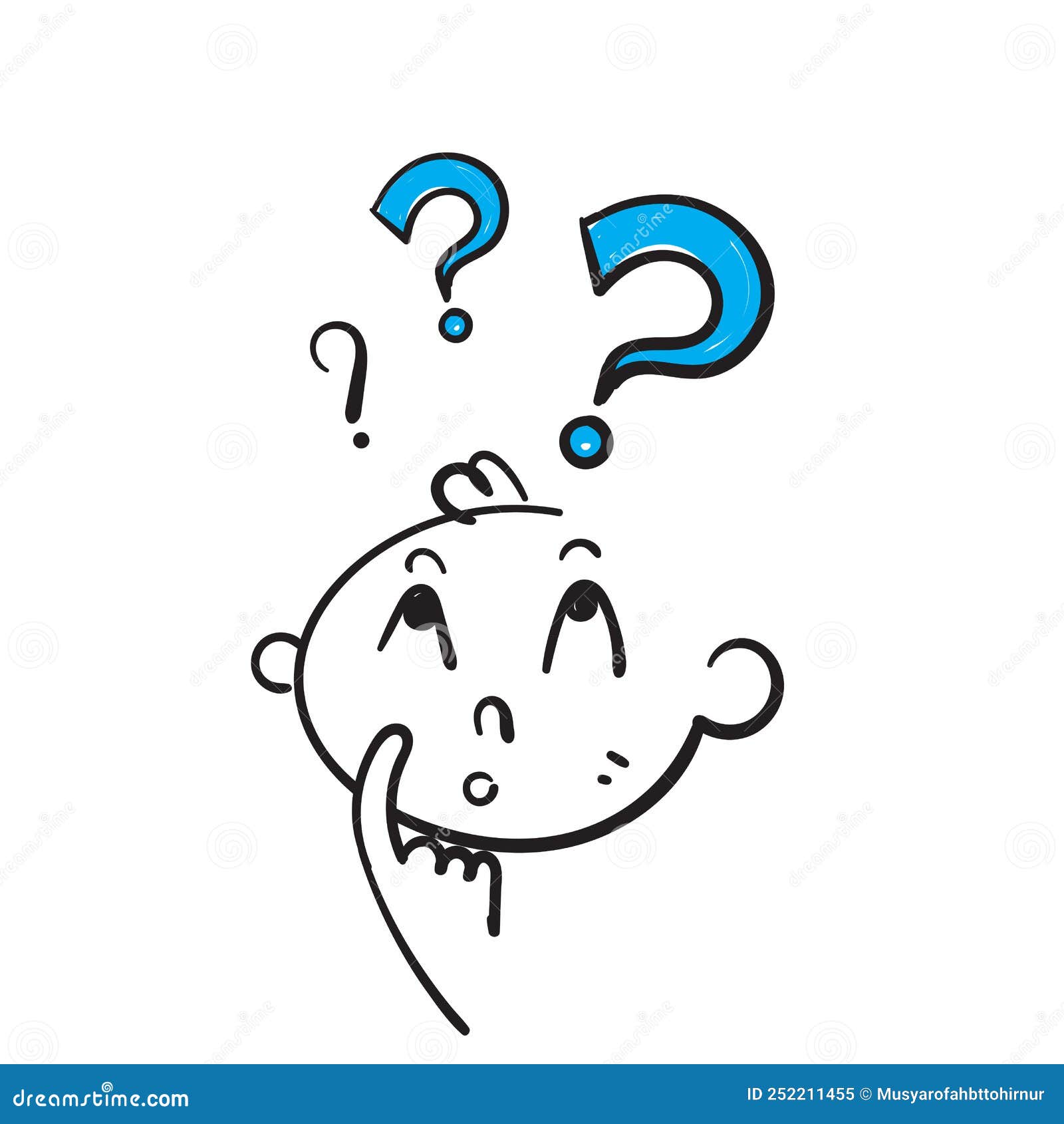 Hand Drawn Doodle Shocked Confused Character With Question Mark ...