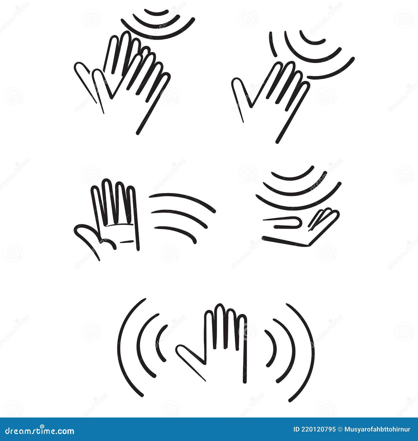 Hand Drawn Doodle Hand Signal Sensor Gesture Illustration Vector Stock ...