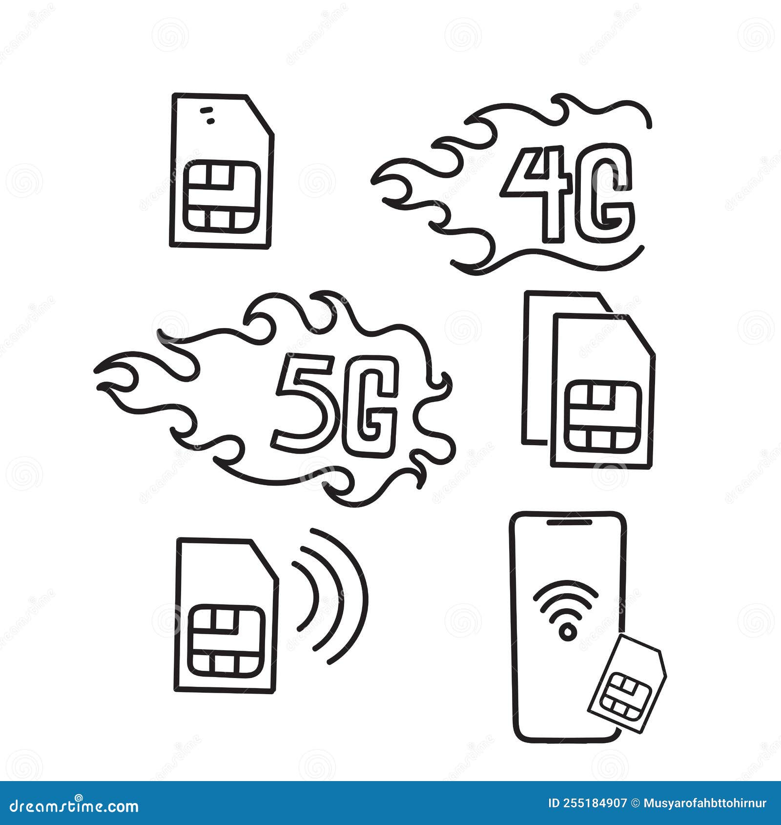 Hand Drawn Doodle Sim Card Related Illustration Stock Vector ...