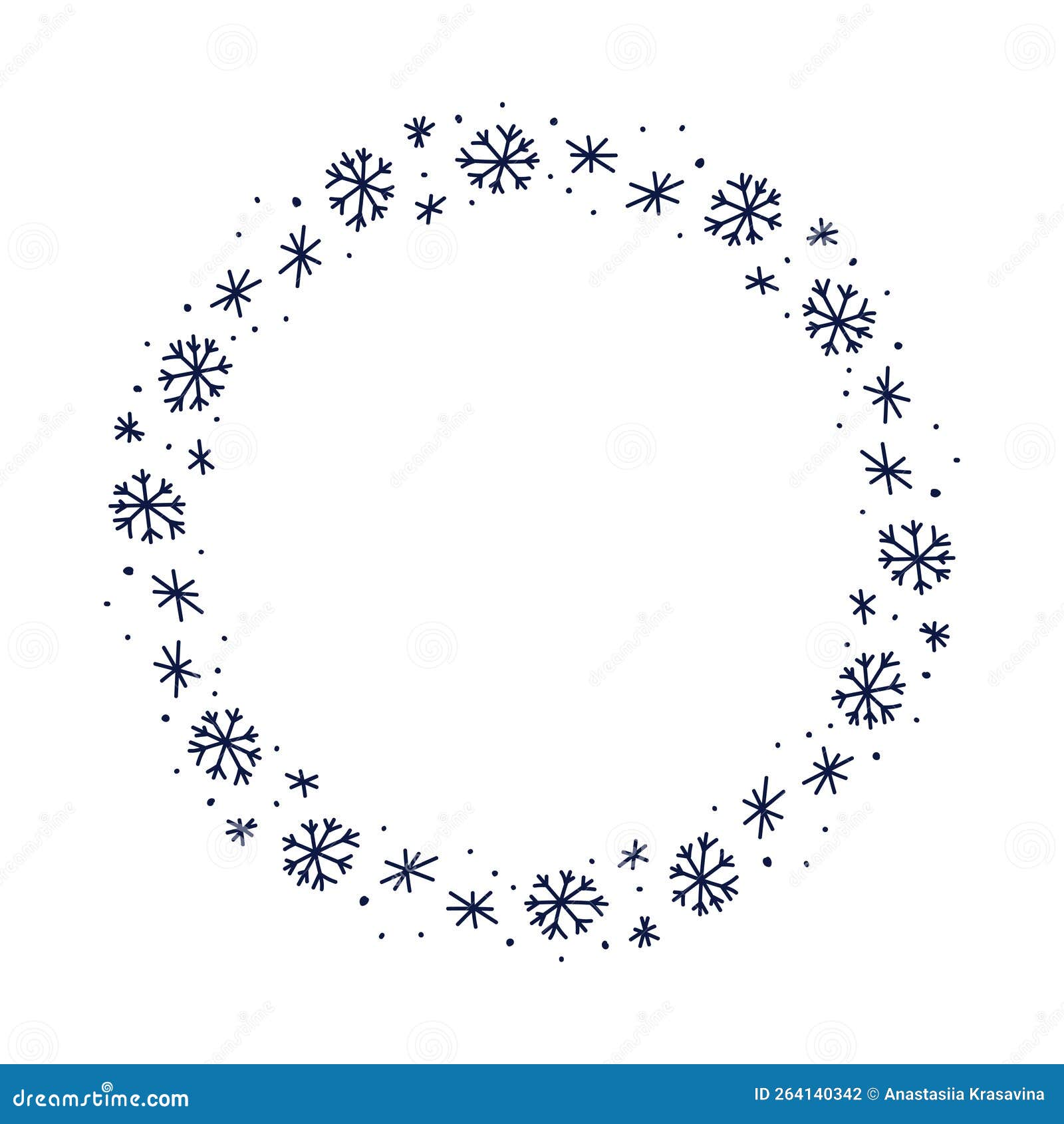 Hand Drawn Doodle Simple Frame Withsnowflakes Stock Vector ...