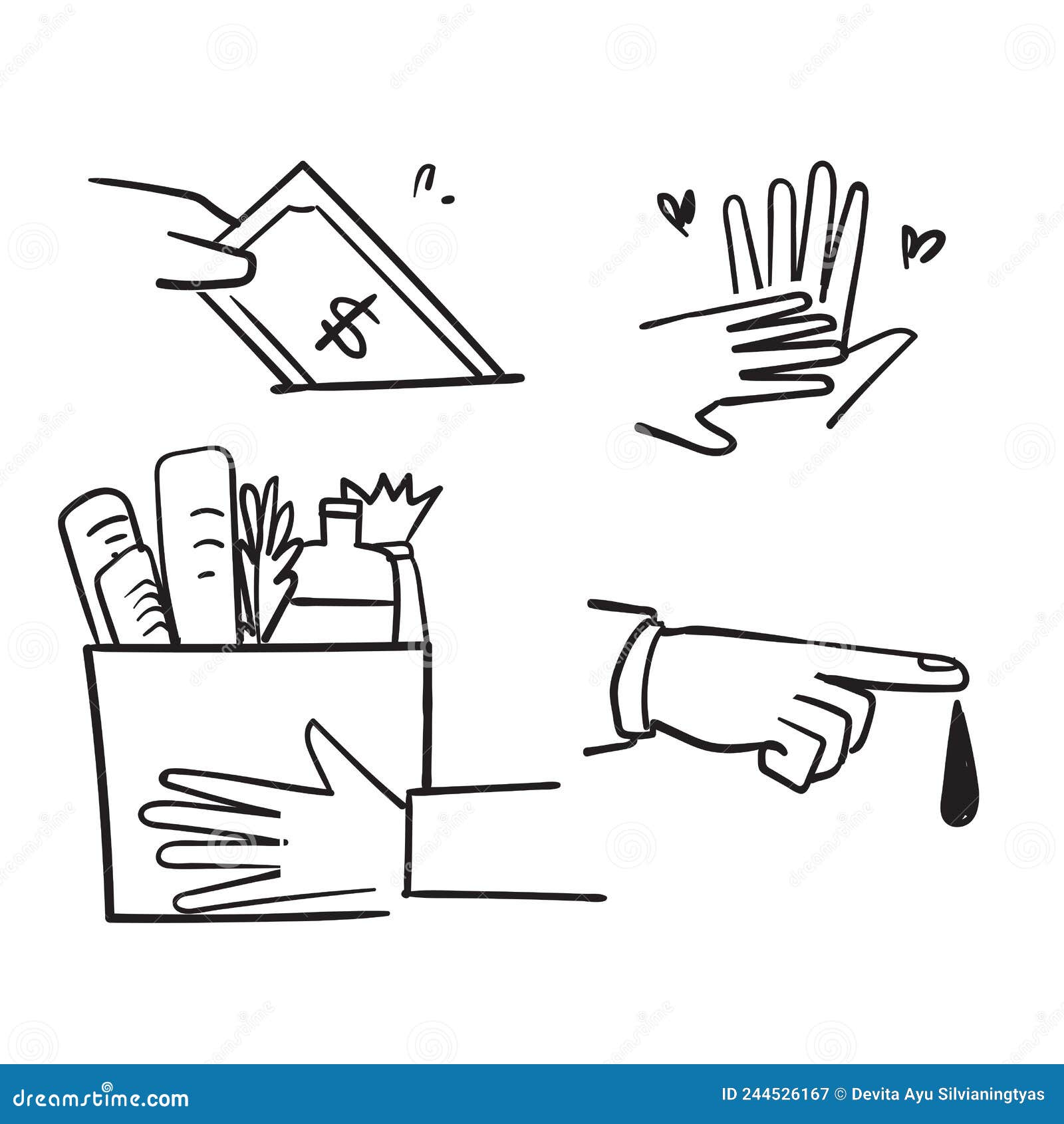 Hand Drawn Doodle Simple Set of Donations and Charity Related Icon ...