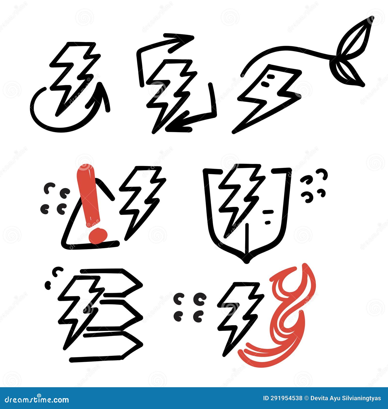 Hand Drawn Doodle Simple Set of Energy Related Illustration Vector ...