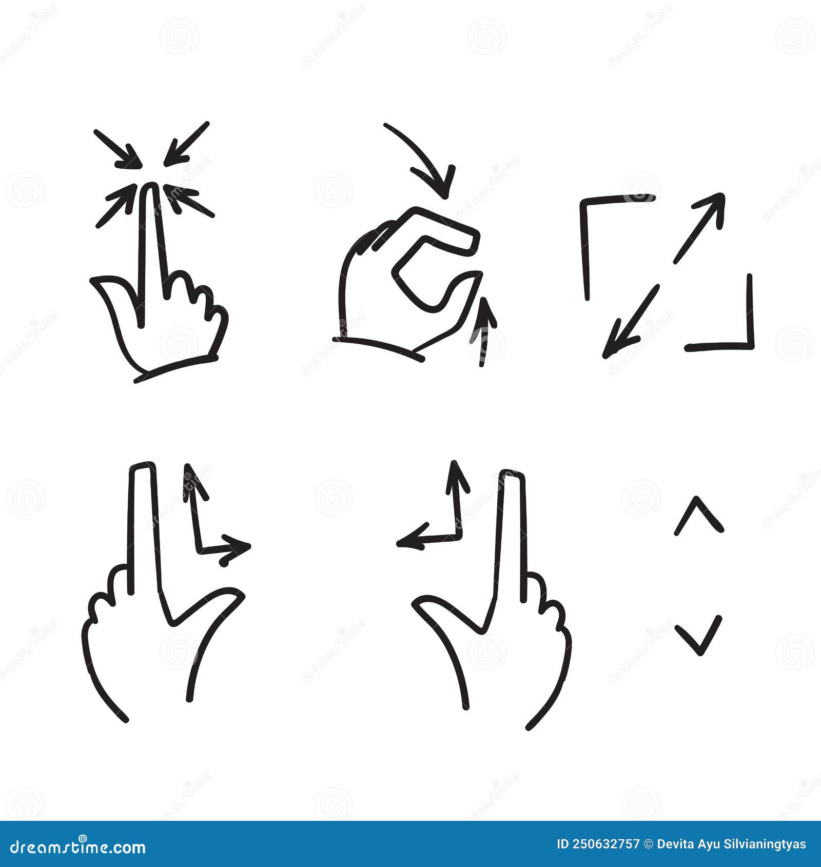 Hand Drawn Doodle Simple Set of Scaling Screen Related Illustration ...