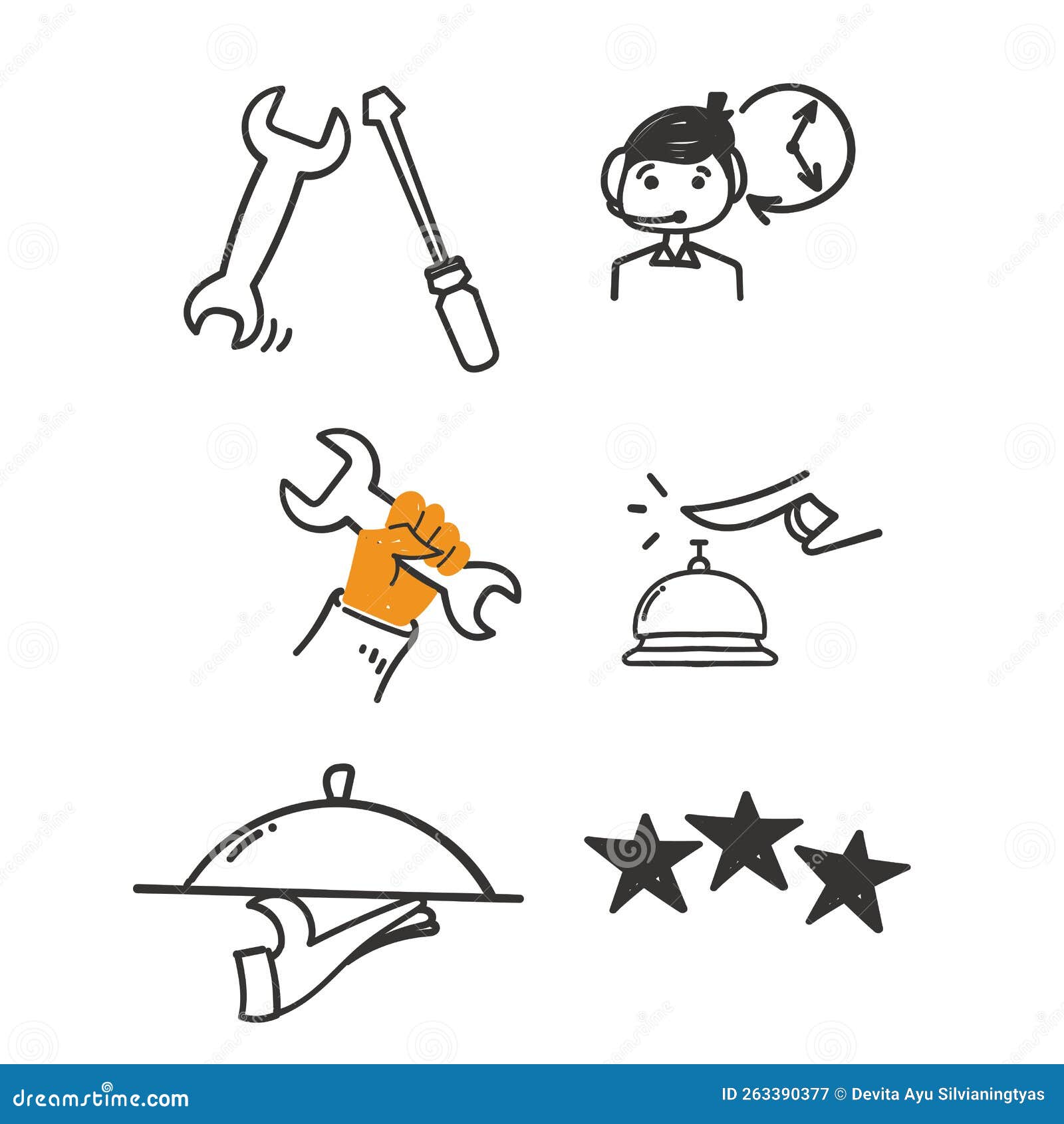 Hand Drawn Doodle Simple Set of Service Related Illustration Vector ...