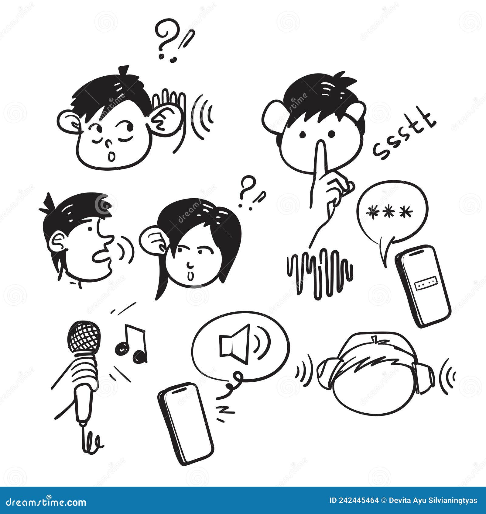 Hand Drawn Doodle Simple Set of Voice Related Illustration Collection ...