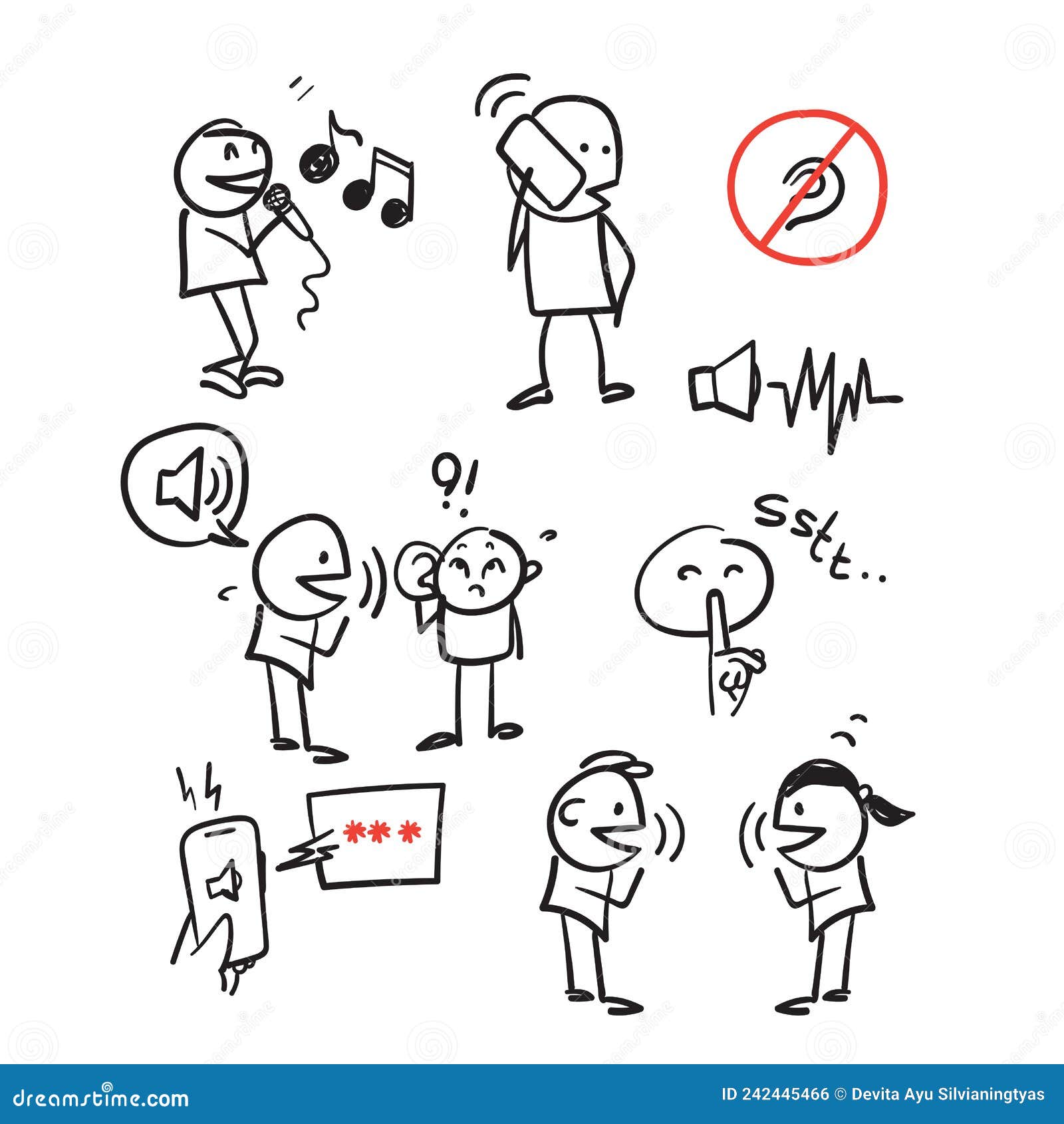 Hand Drawn Doodle Simple Set of Voice Related Illustration Collection ...