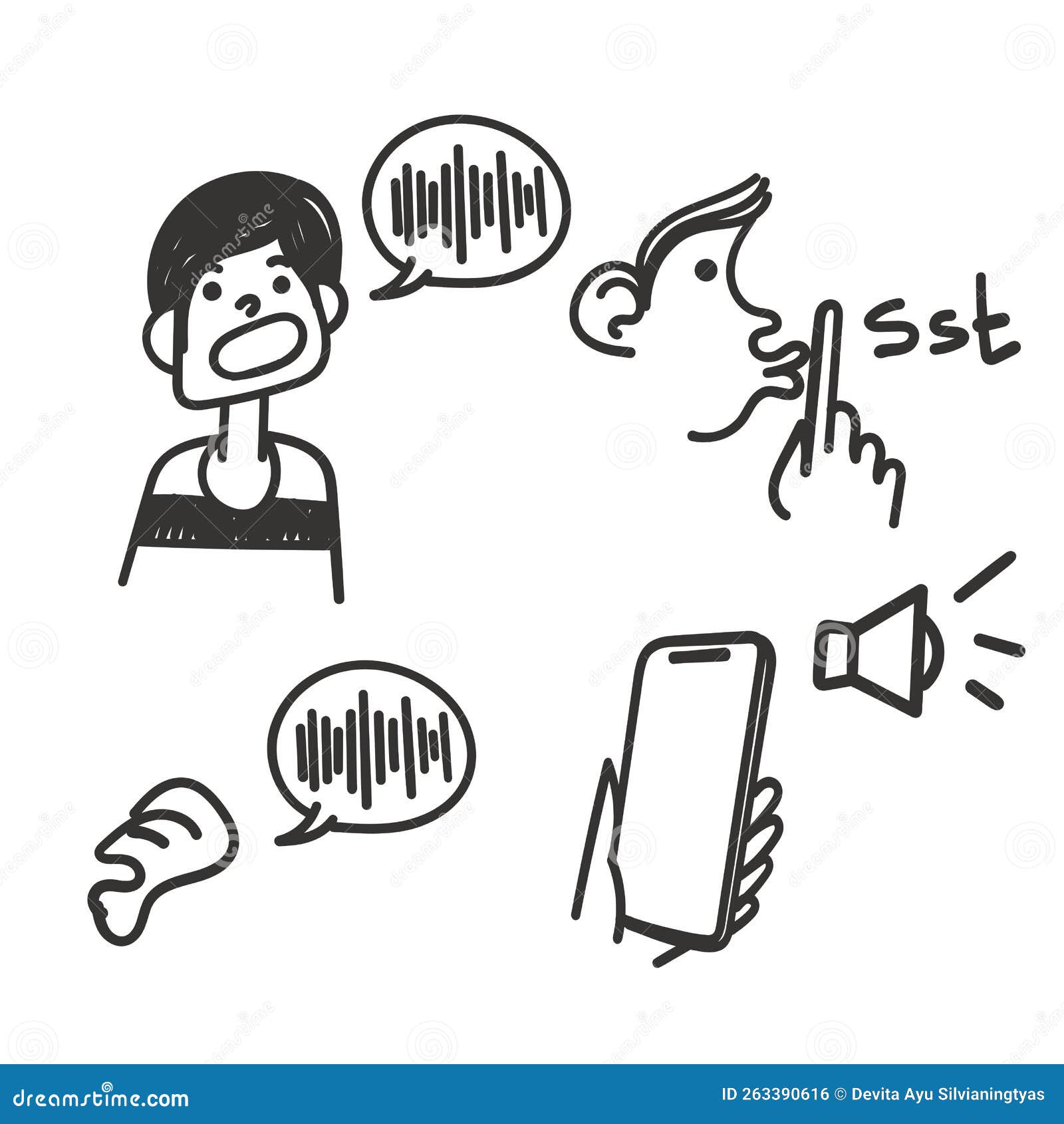 Hand Drawn Doodle Simple Set of Voice Related Illustration Stock Vector ...