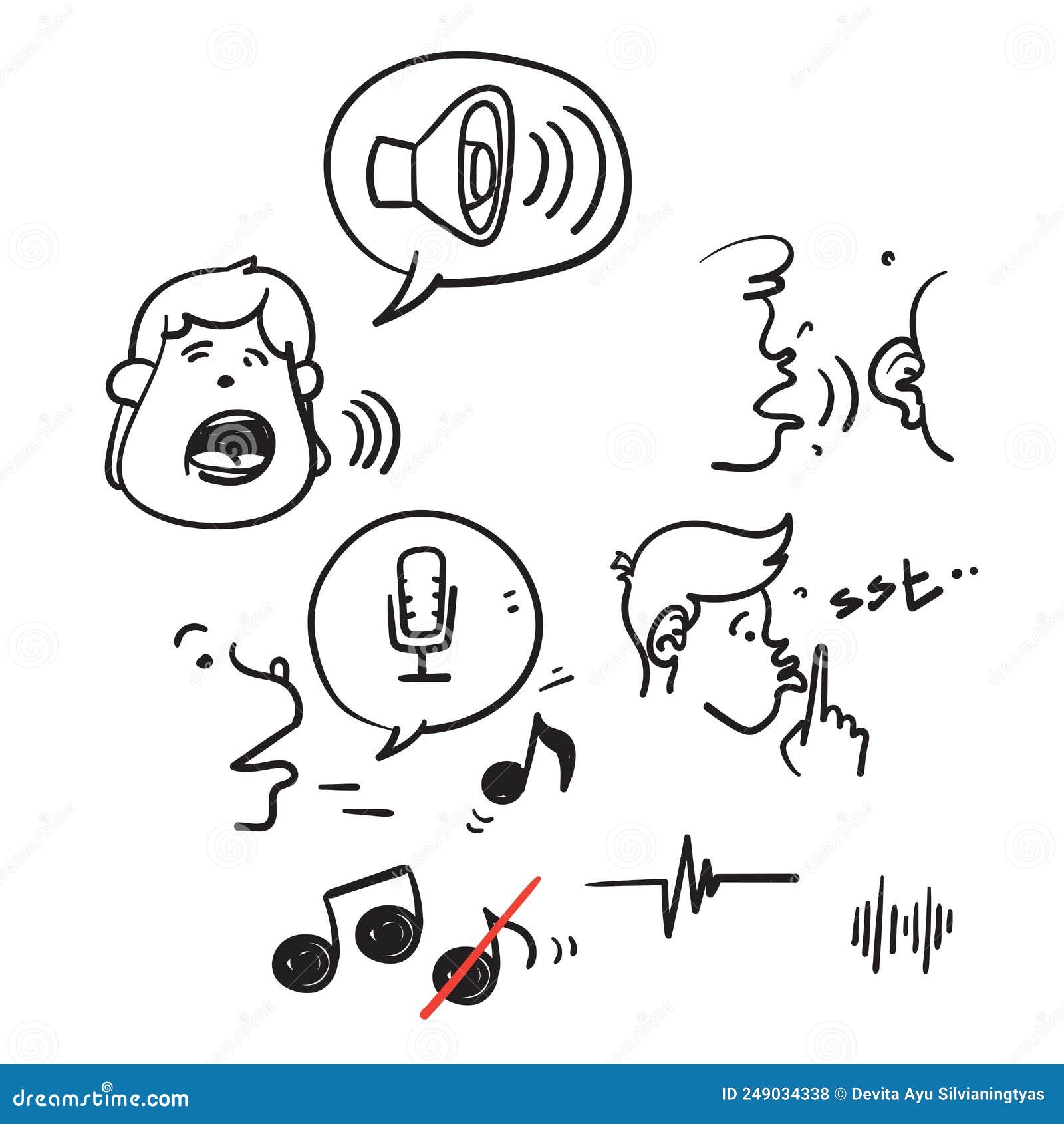 Hand Drawn Doodle Simple Set of Voice Related Vector Illustration ...