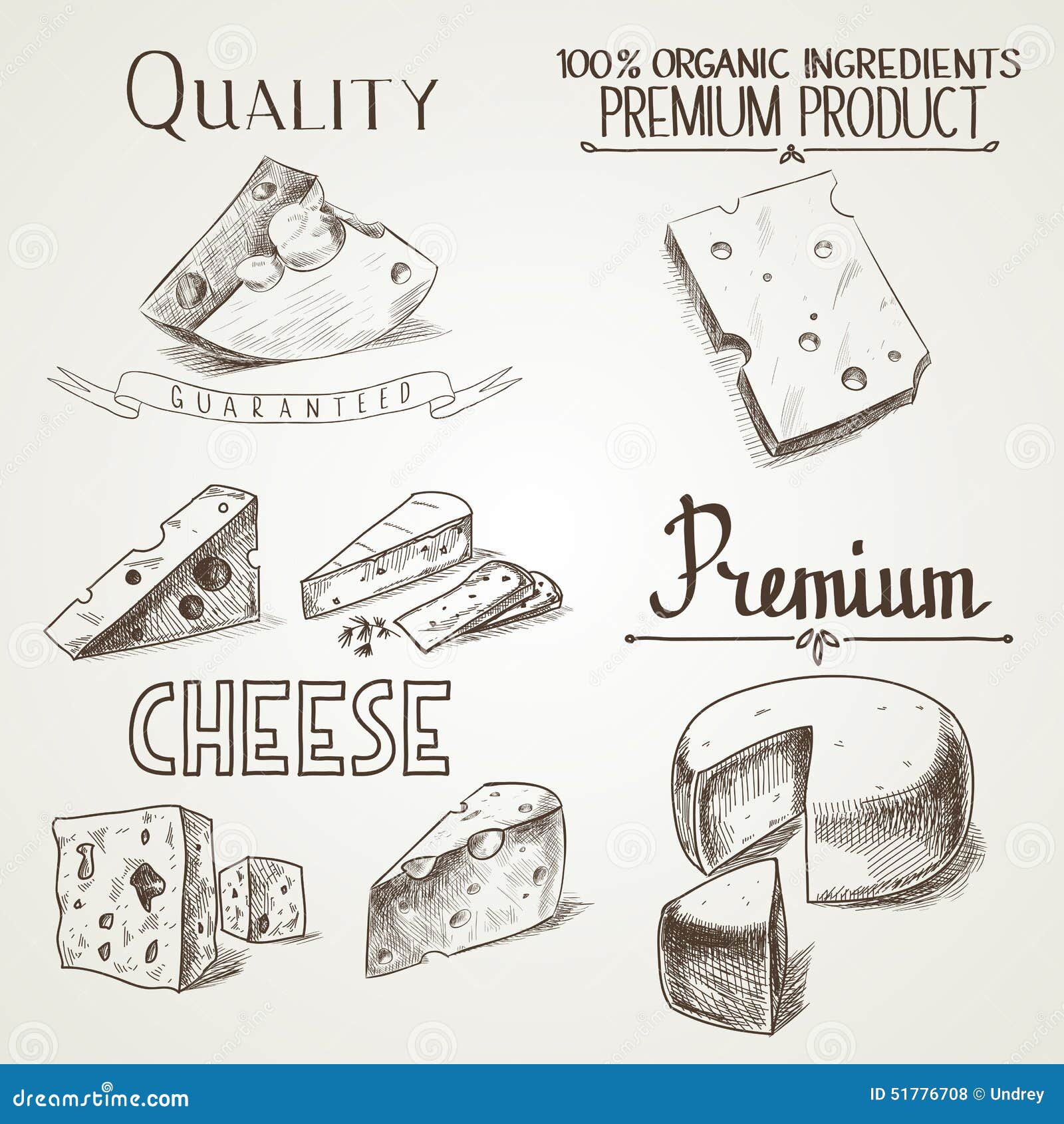 Hand Drawn Doodle Sketch Cheese with Different Stock Vector ...