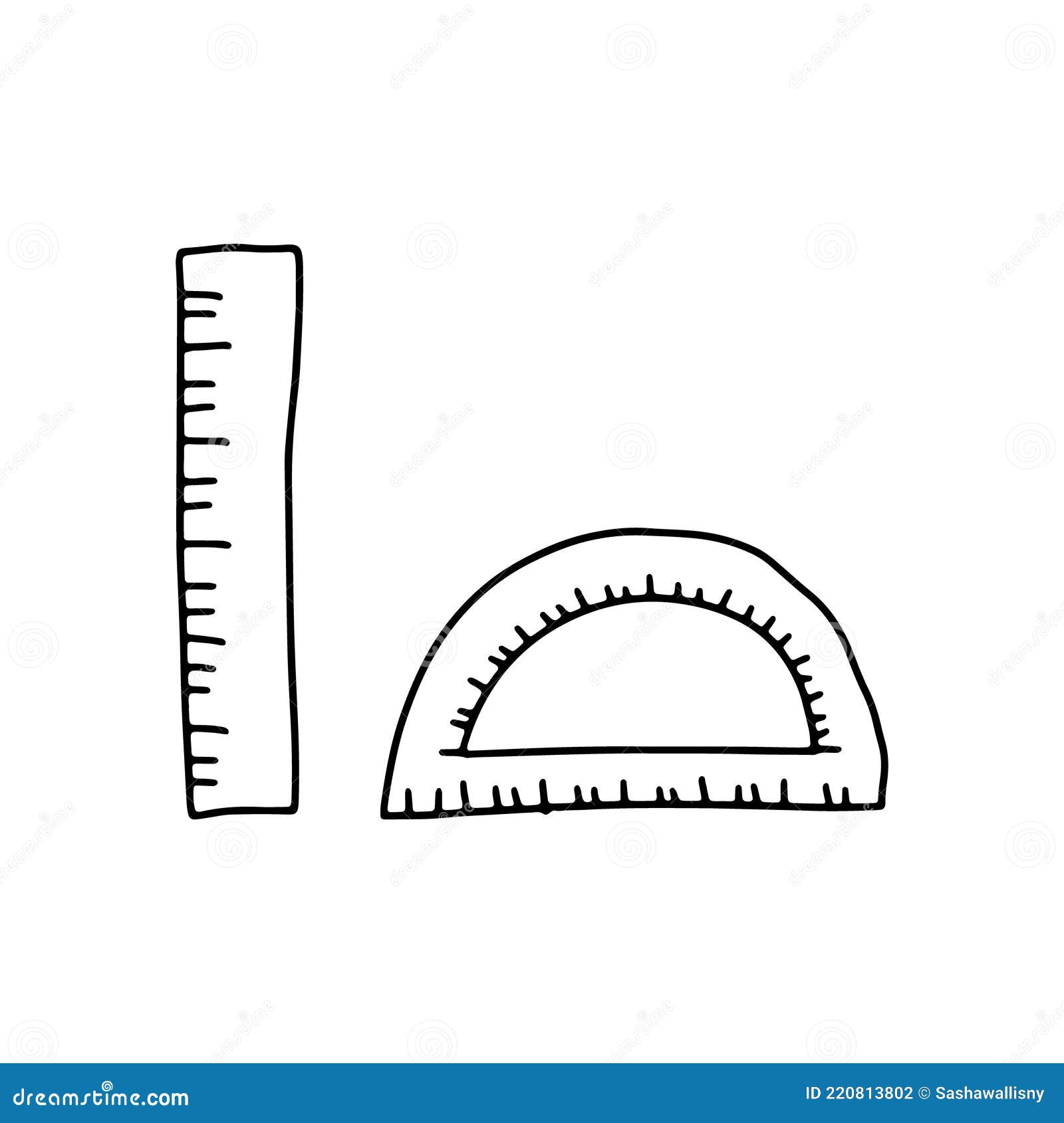 Hand Drawn Doodle Sketch Style Vector Illustration of Rectangular Ruler ...