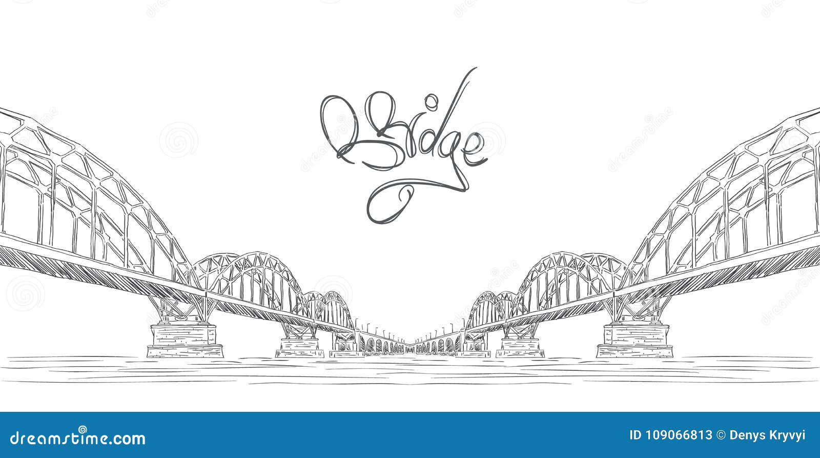 Hand Drawn Doodle Sketch with Two Bridges Stock Vector - Illustration ...