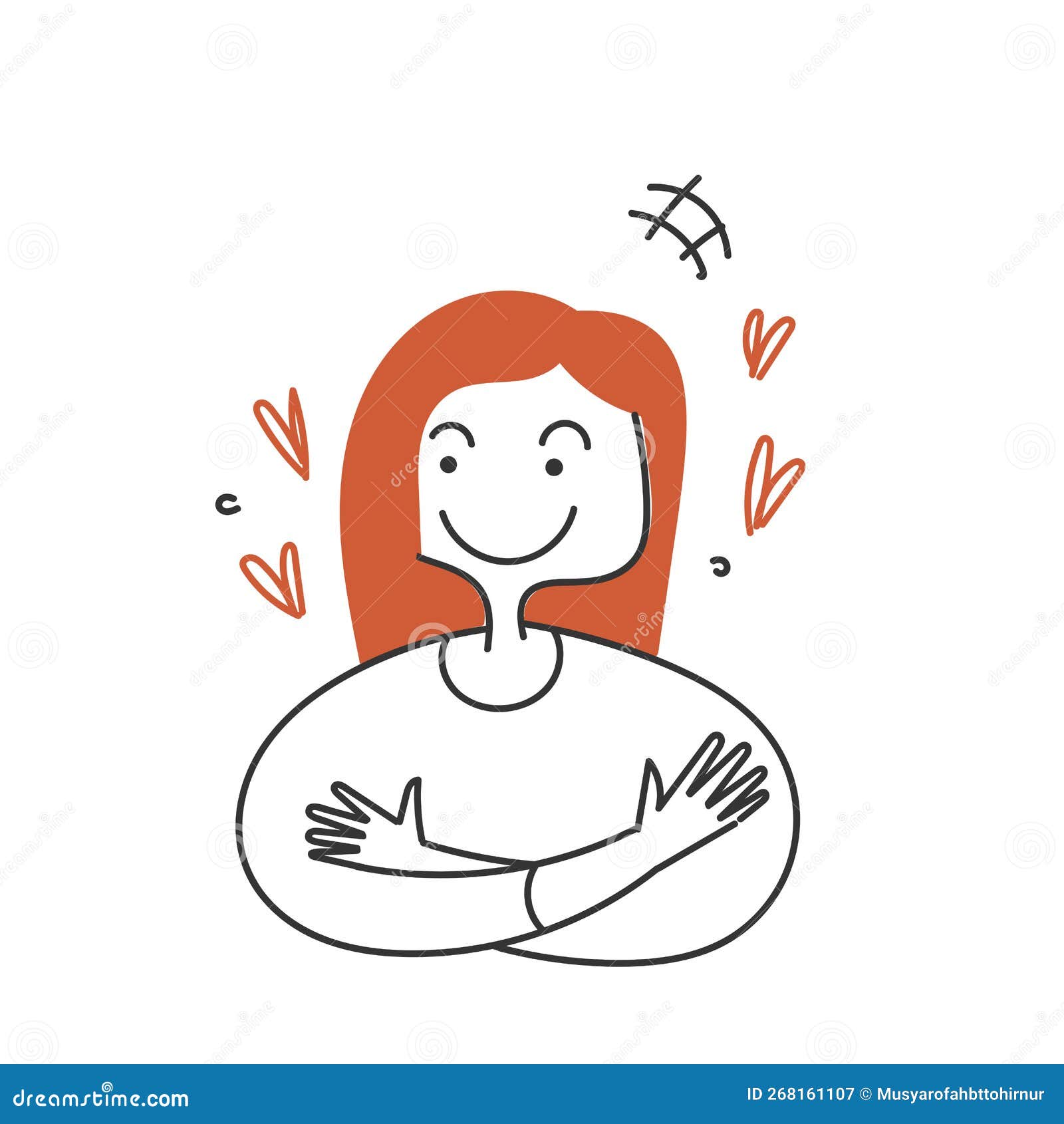 Hand Drawn Doodle Smile and Hug Character Illustration Vector Stock ...