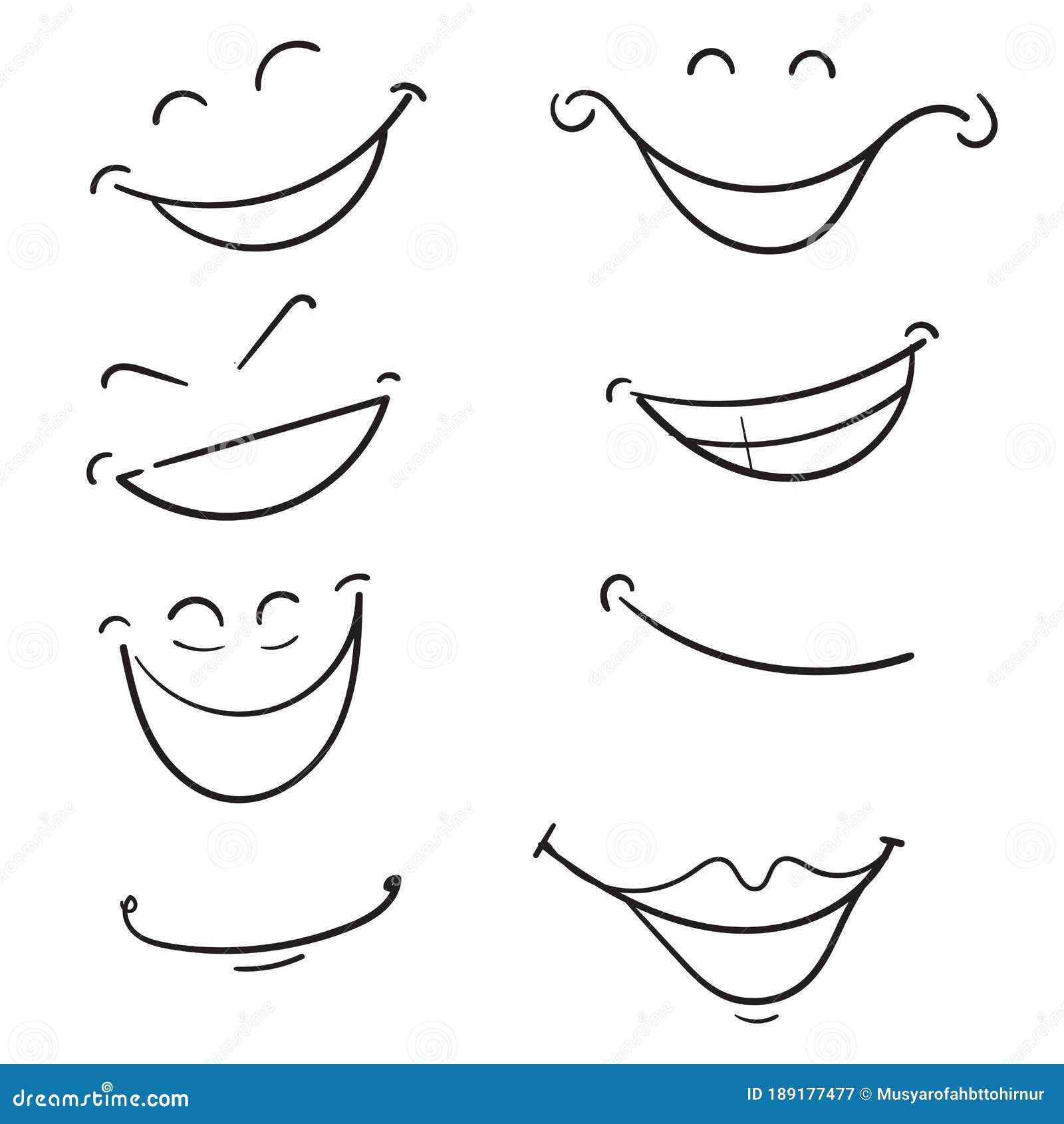 Hand Drawn Doodle Smile Illustration Cartoon Art Style Vector Stock ...