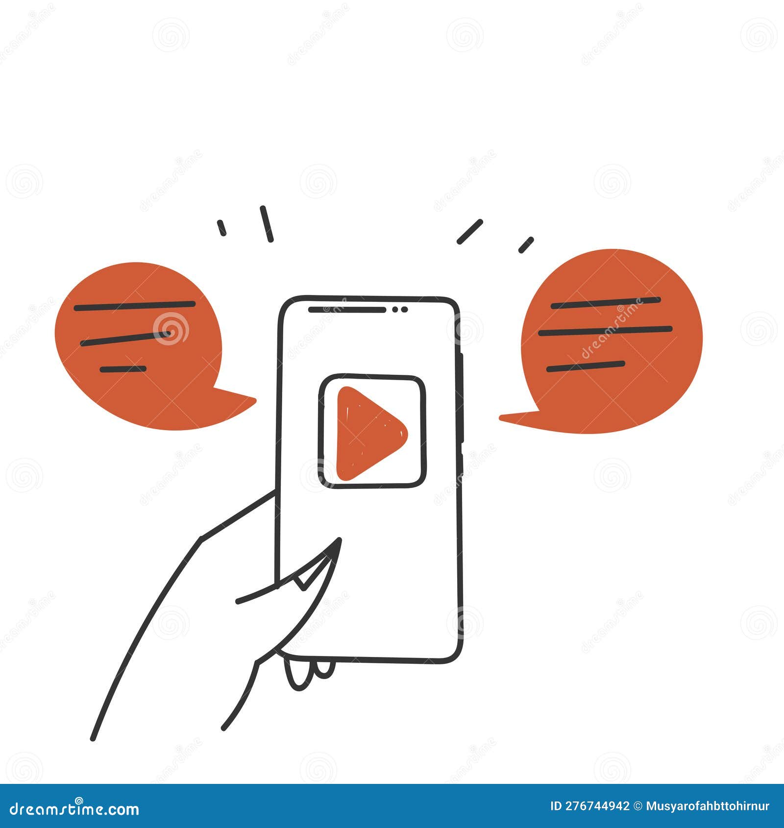 Hand Drawn Doodle Social Media with Live Streaming on Gadget ...