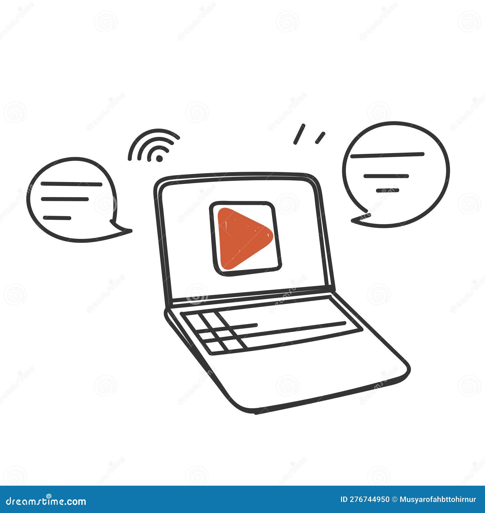 Hand Drawn Doodle Social Media with Live Streaming on Gadget ...