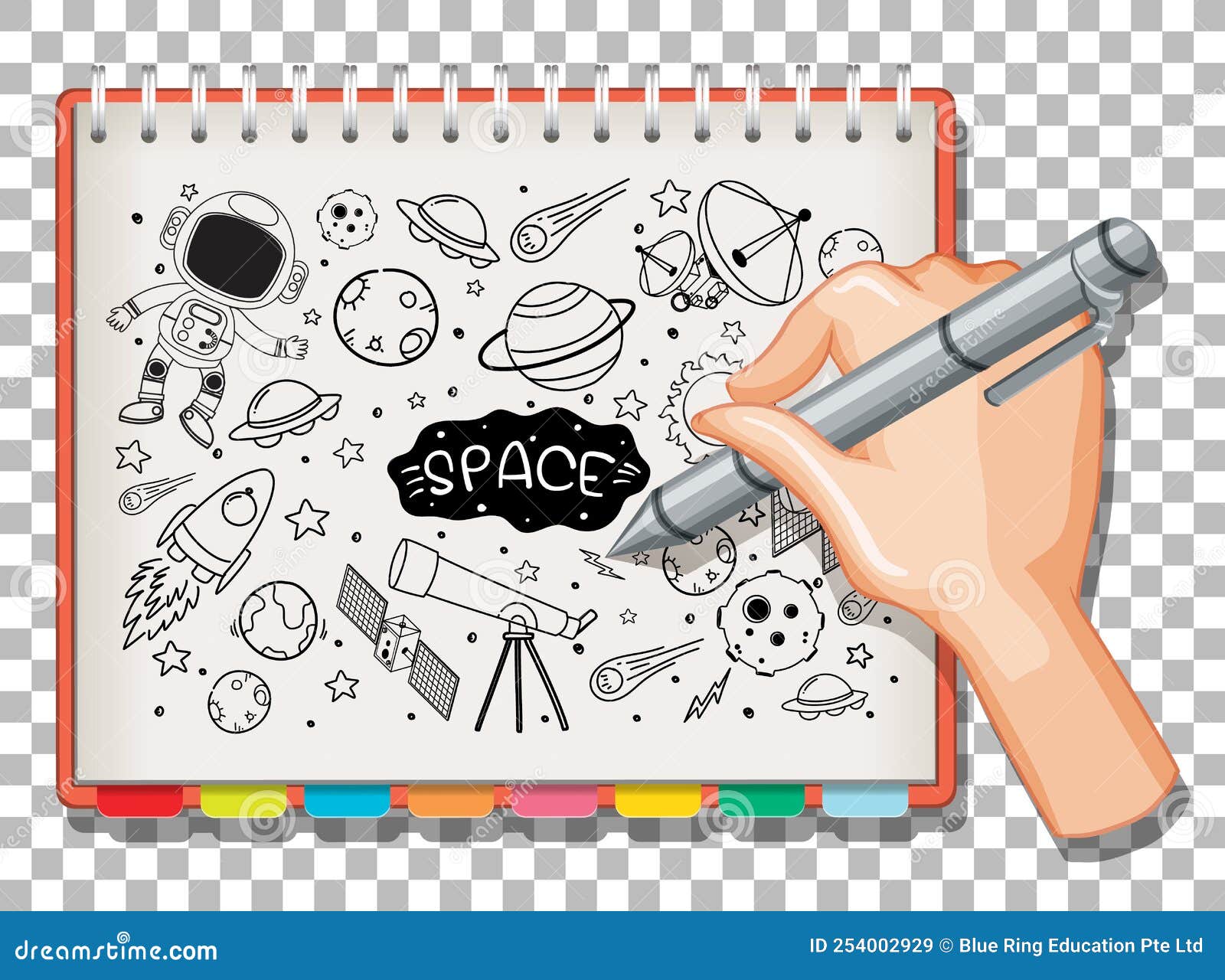 Hand Drawn Doodle of Space Icon Stock Vector - Illustration of grid ...