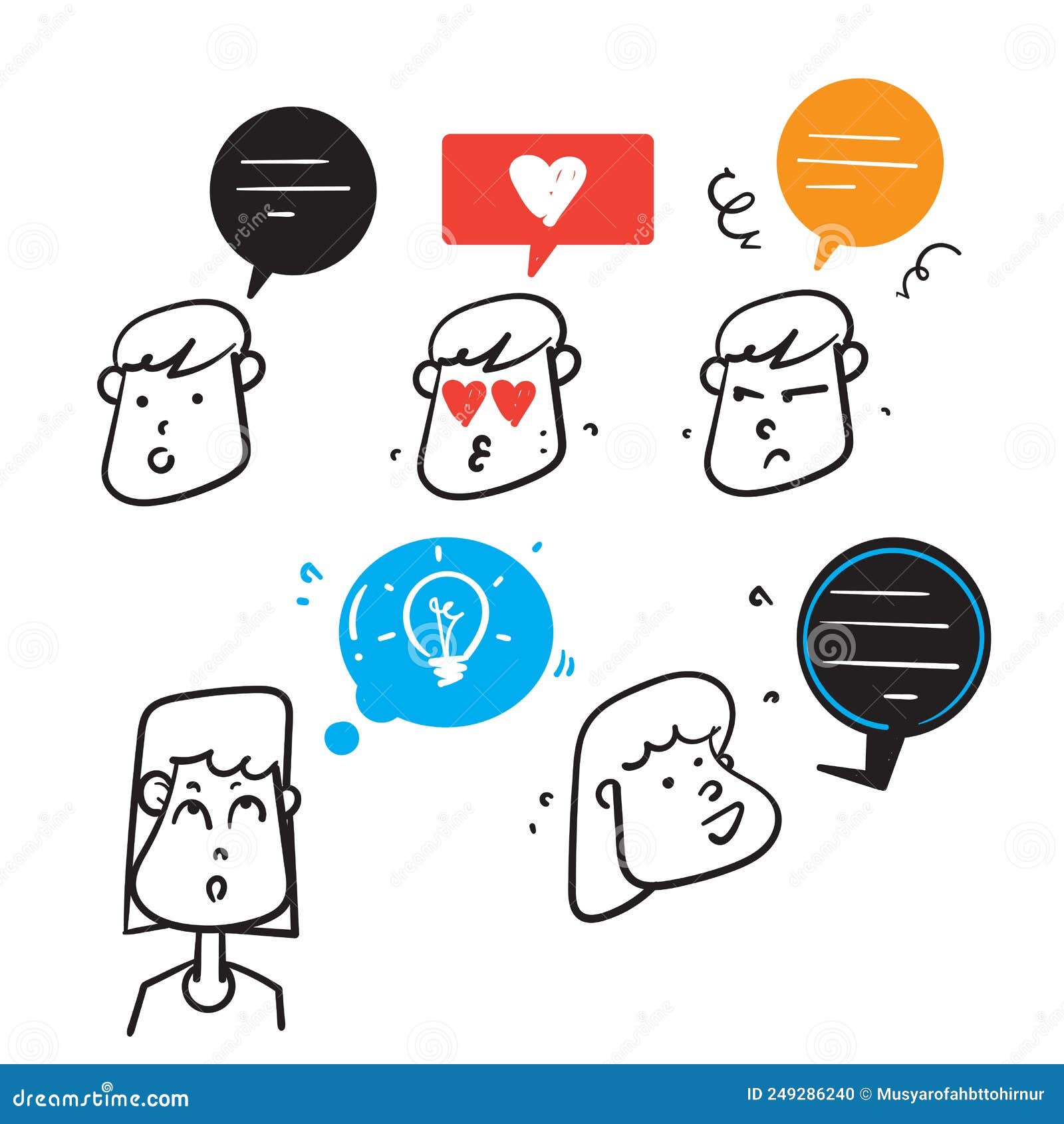 Hand Drawn Doodle Speech Bubble Chat Box Illustration Vector Isolated ...