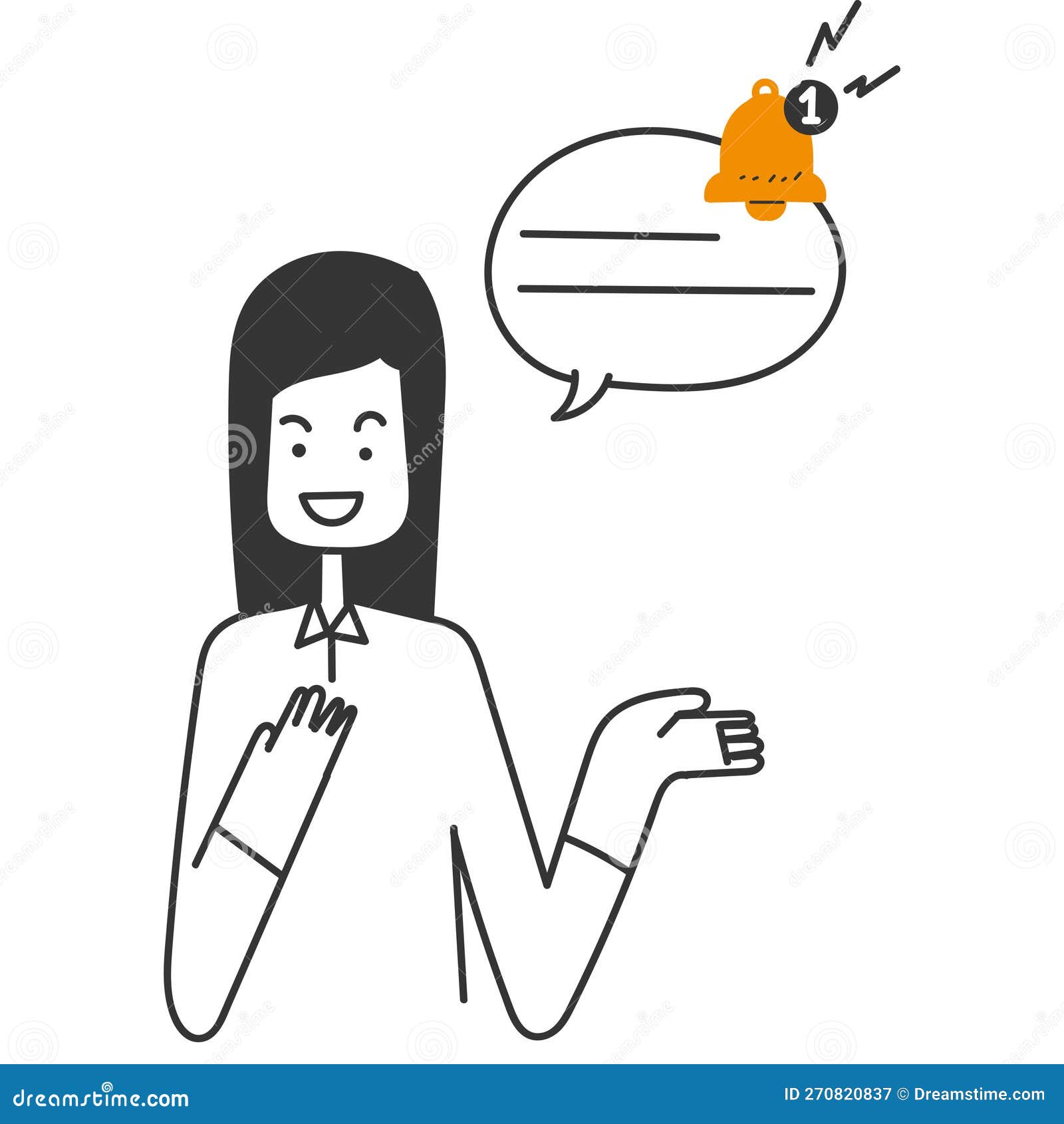 Hand Drawn Doodle Speech Bubble with Ringing Bell Notification Vector ...