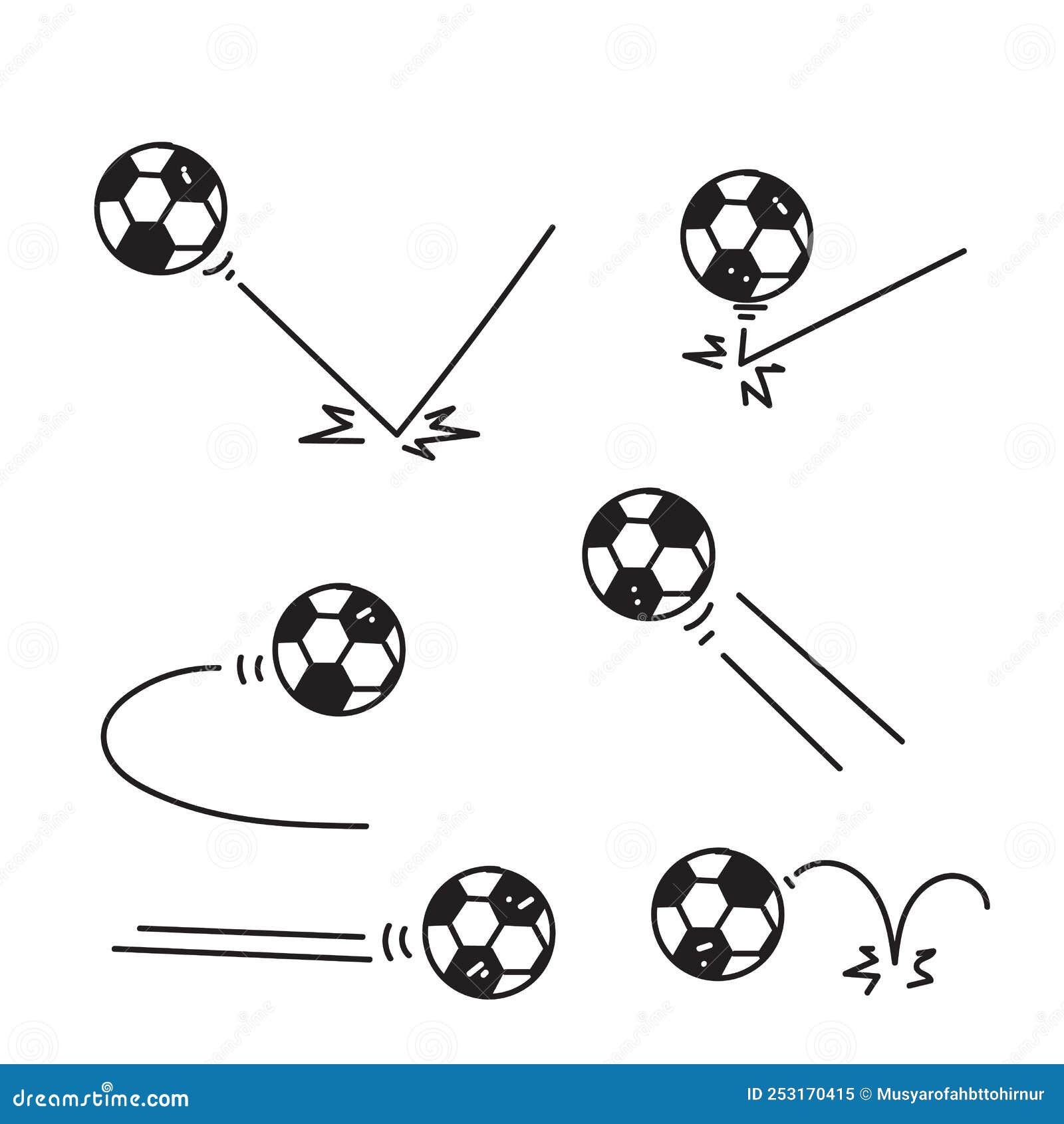 Hand Drawn Doodle Sport Ball Bounce Collection Illustration Vector ...